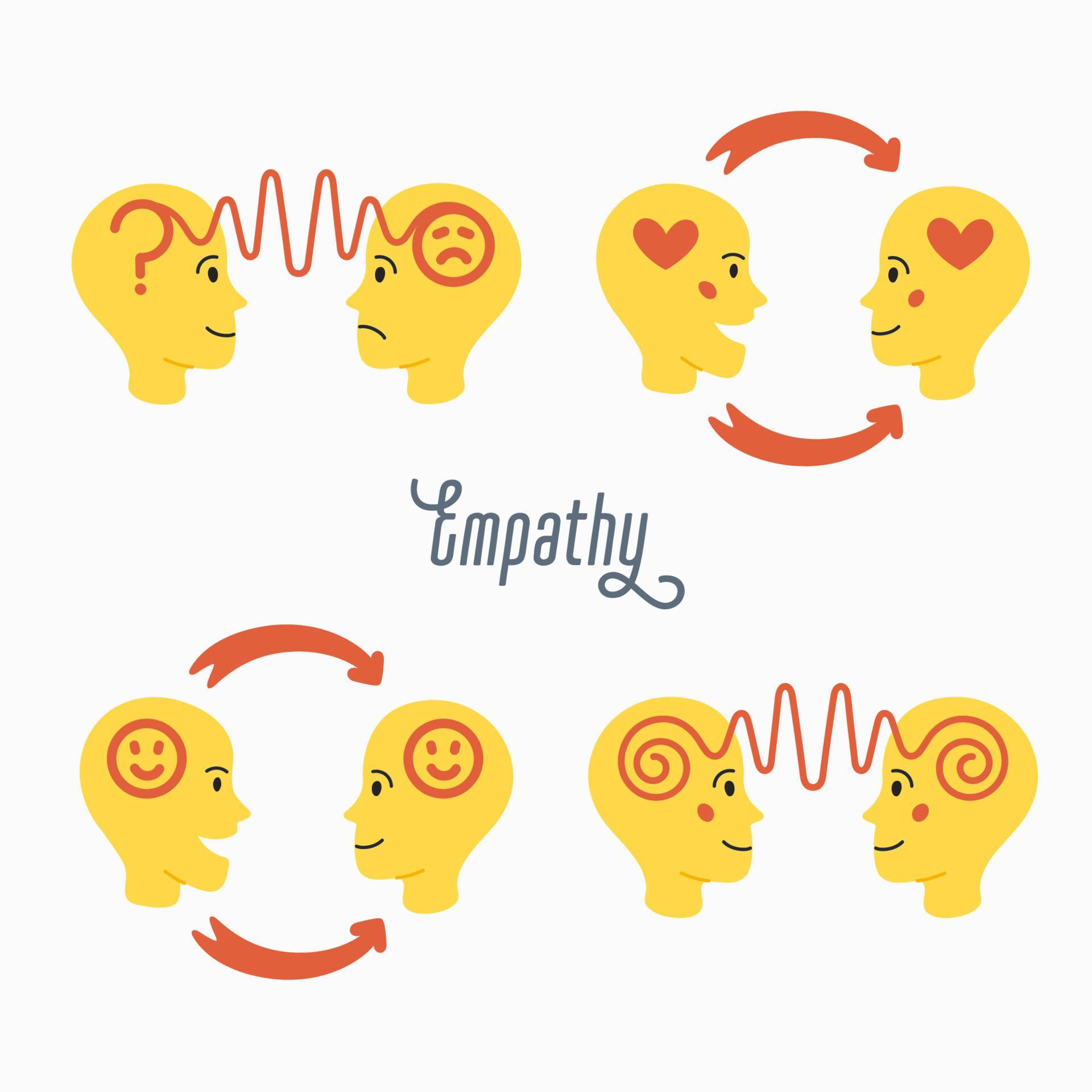 Empathy. Empathy concept - silhouettes of two human heads with an ...