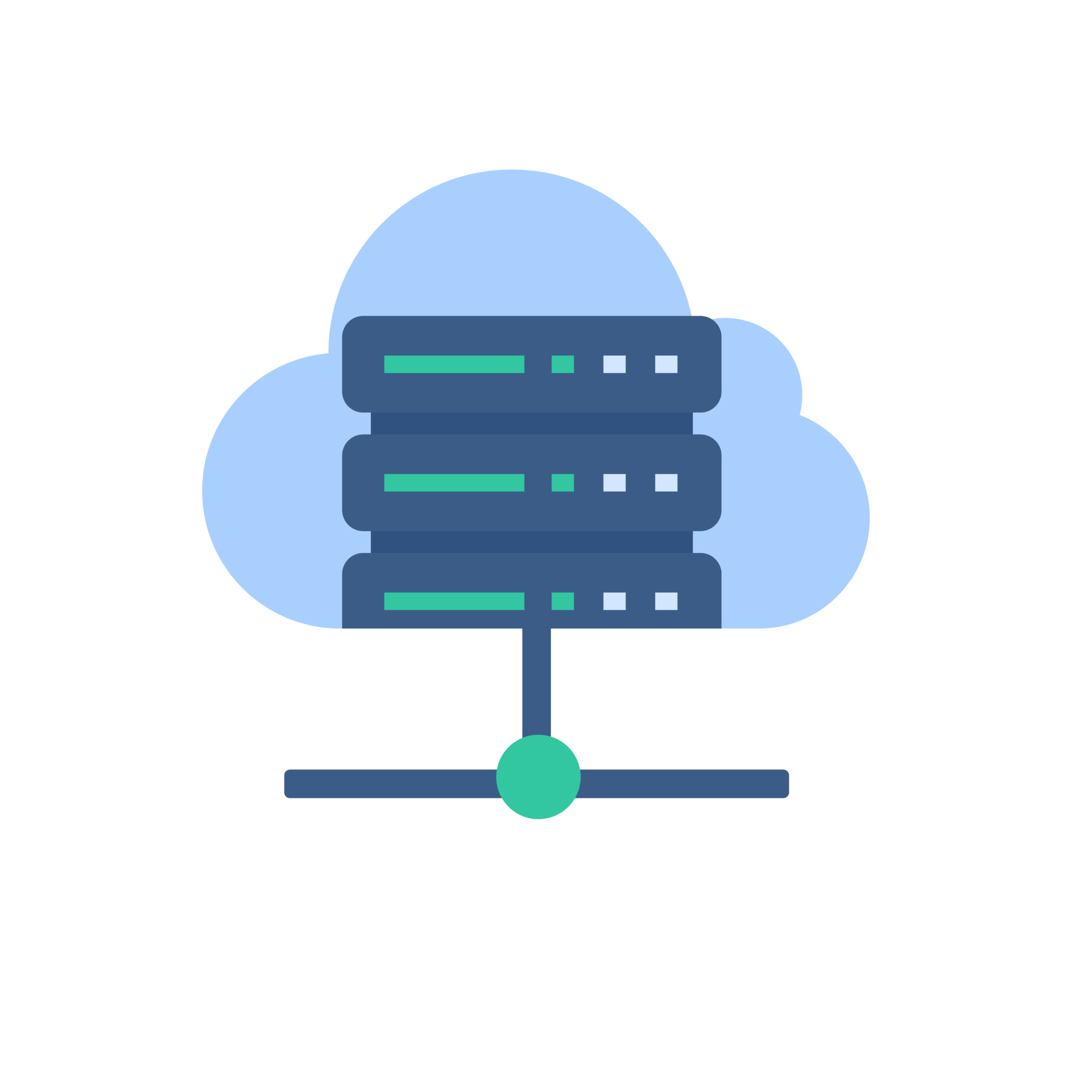 Data Center Servers Connecting To Big Data On The Cloud Large Amount