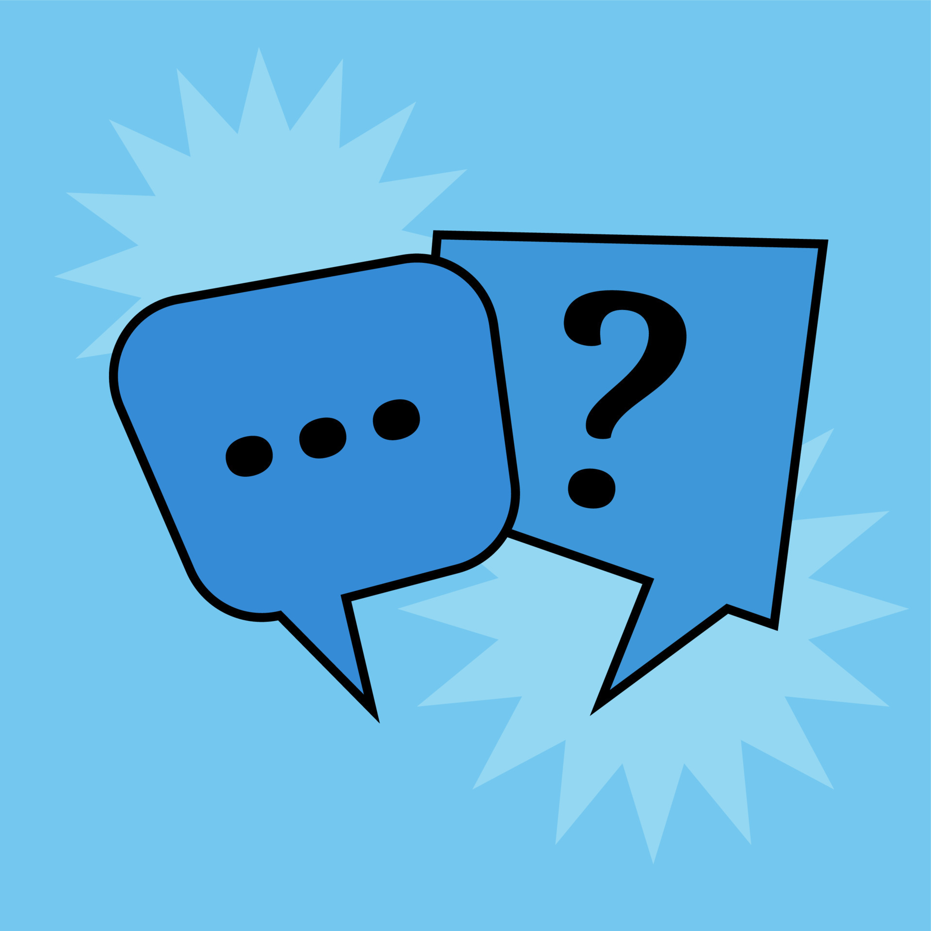 Communication speech bubbles on blue background. Vector illustration ...