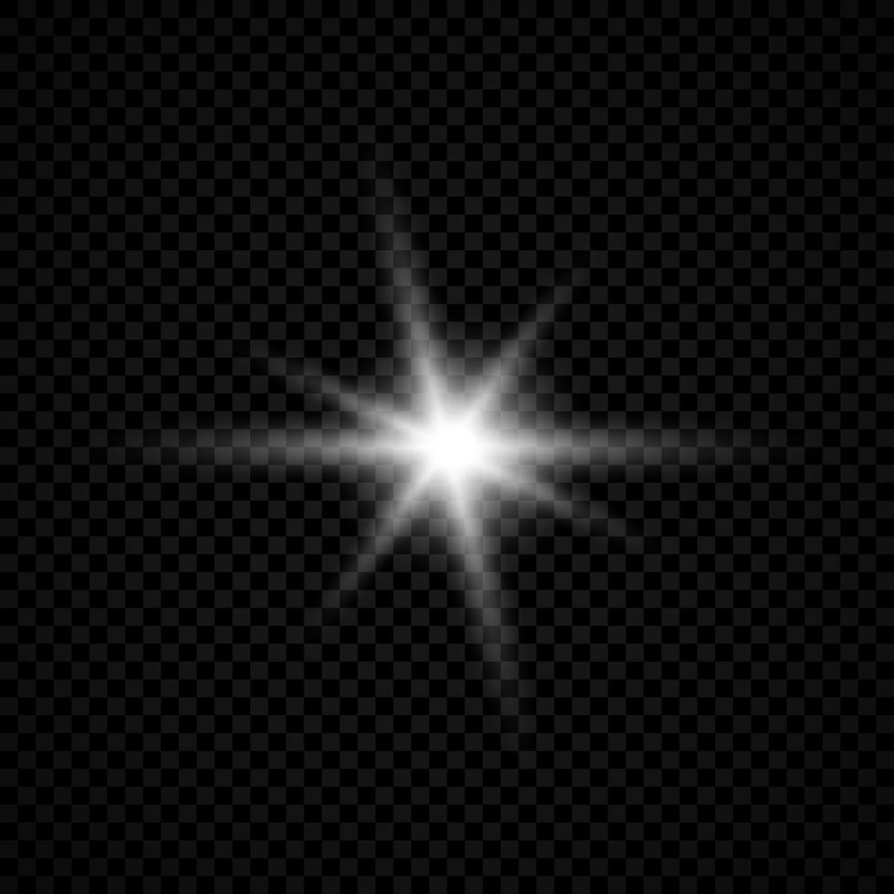 Light effect of lens flares. White glowing lights starburst effects with sparkles on a ...
