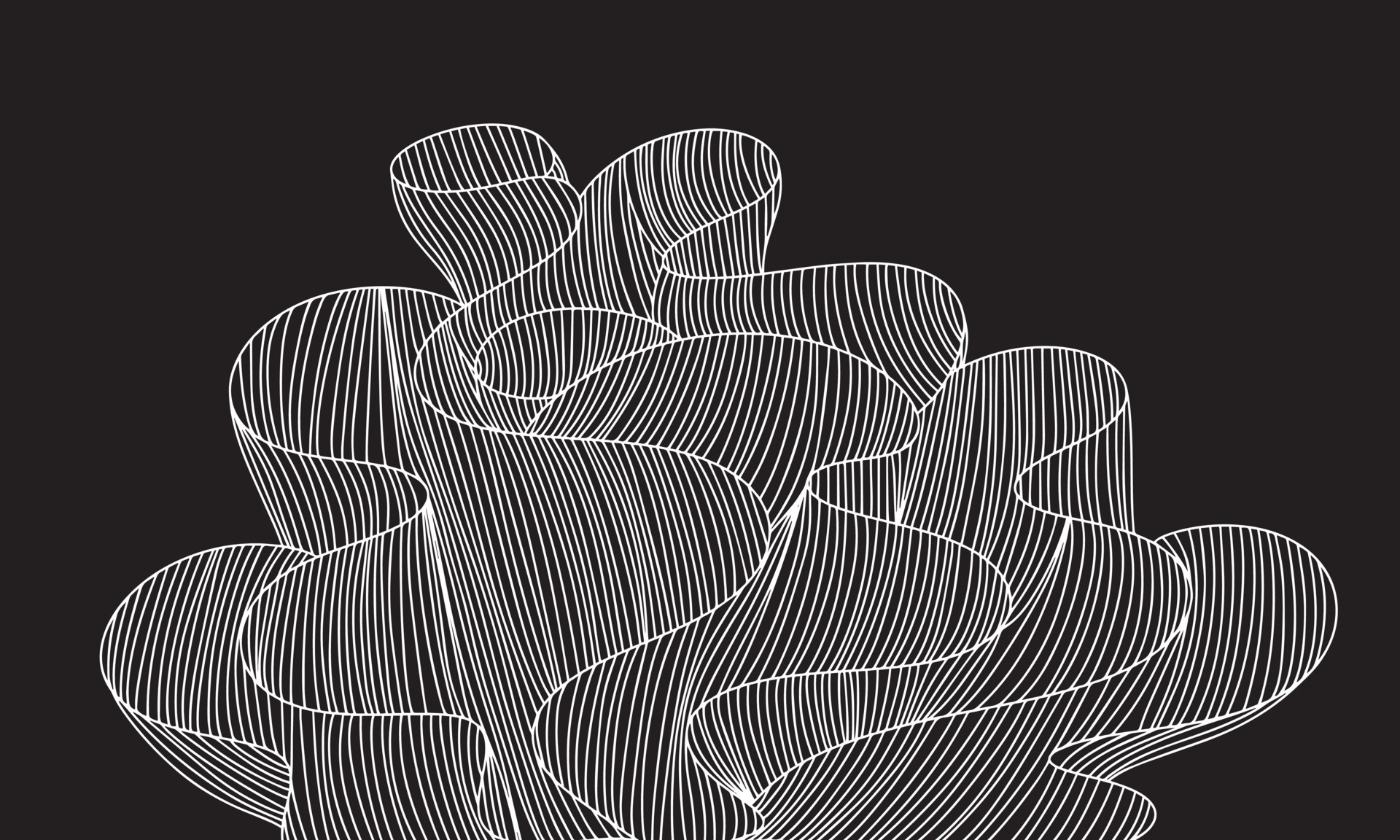 Hand draw abstract line element with wave on dark background. Vector ...