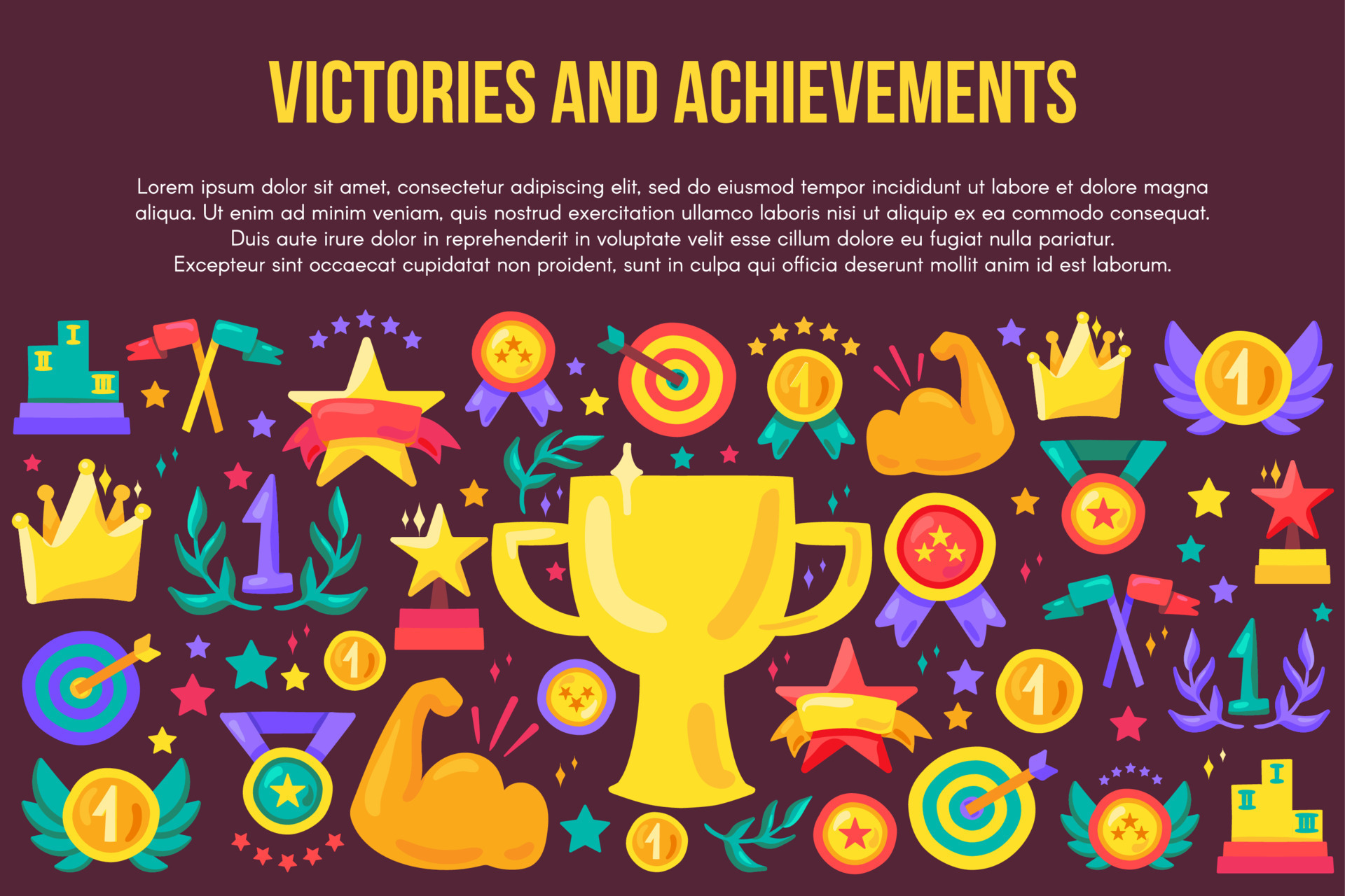 Victories and achievements flat banner template 14494195 Vector Art at ...