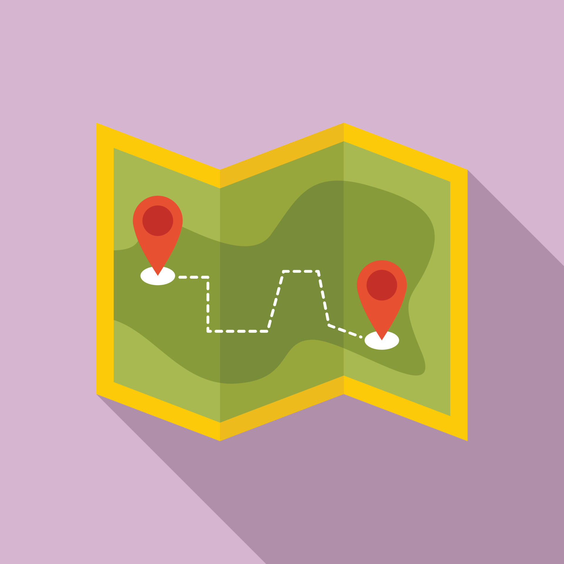 Hiking Map Icon Flat Style 14495227 Vector Art At Vecteezy