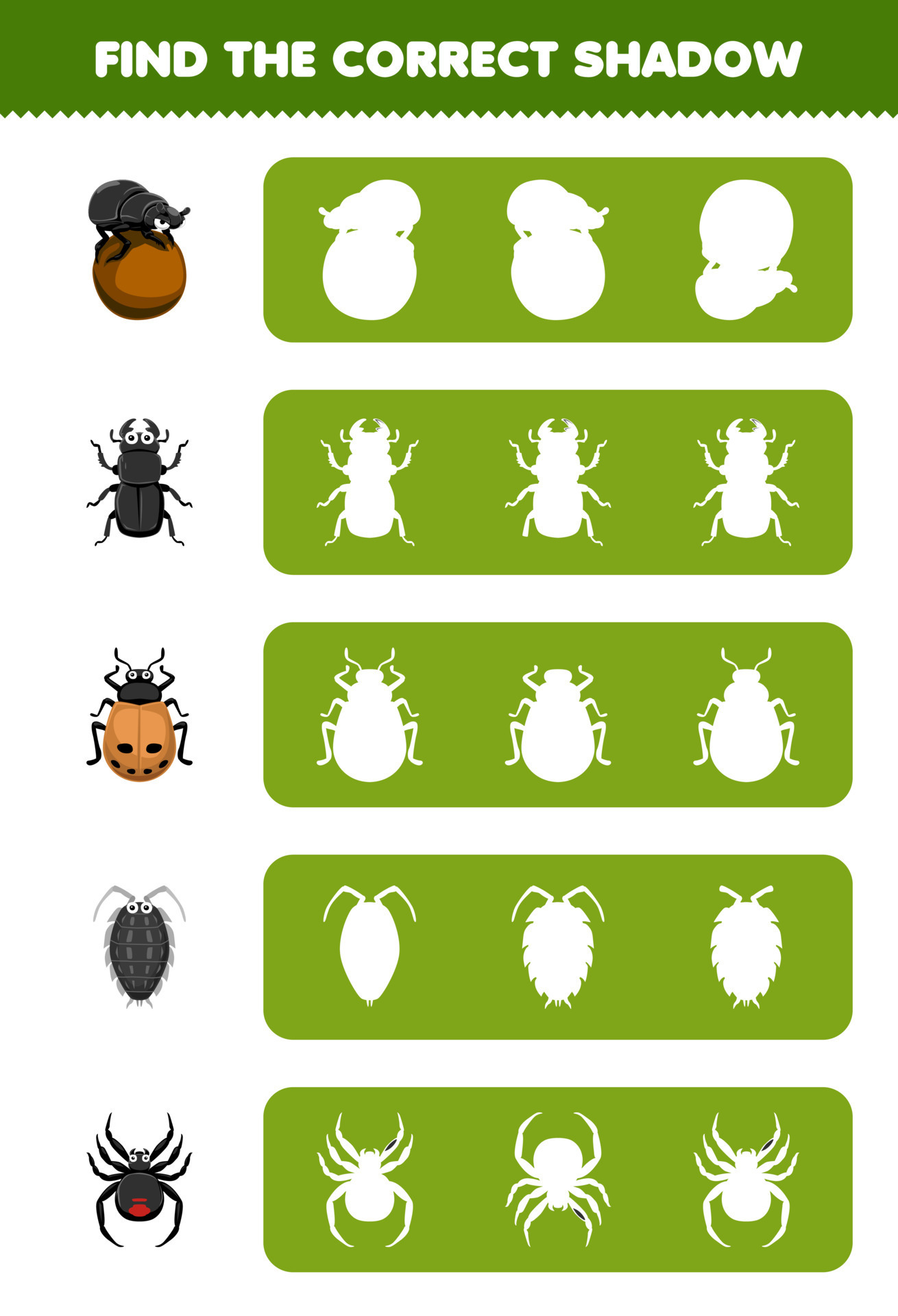 Education game for children find the correct shadow silhouette of cute ... Education game for children find the correct shadow silhouette of cute ...