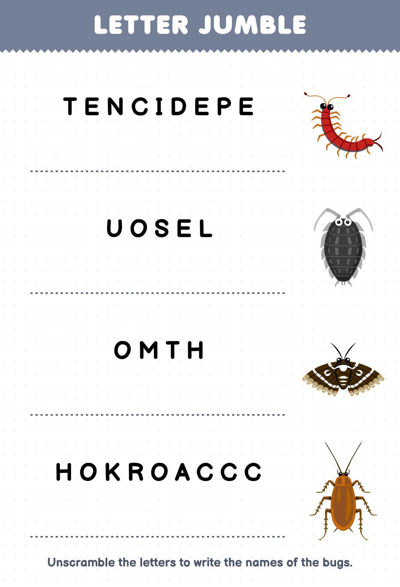 Education game for children letter jumble write the correct name for ... Education game for children letter jumble write the correct name for ...