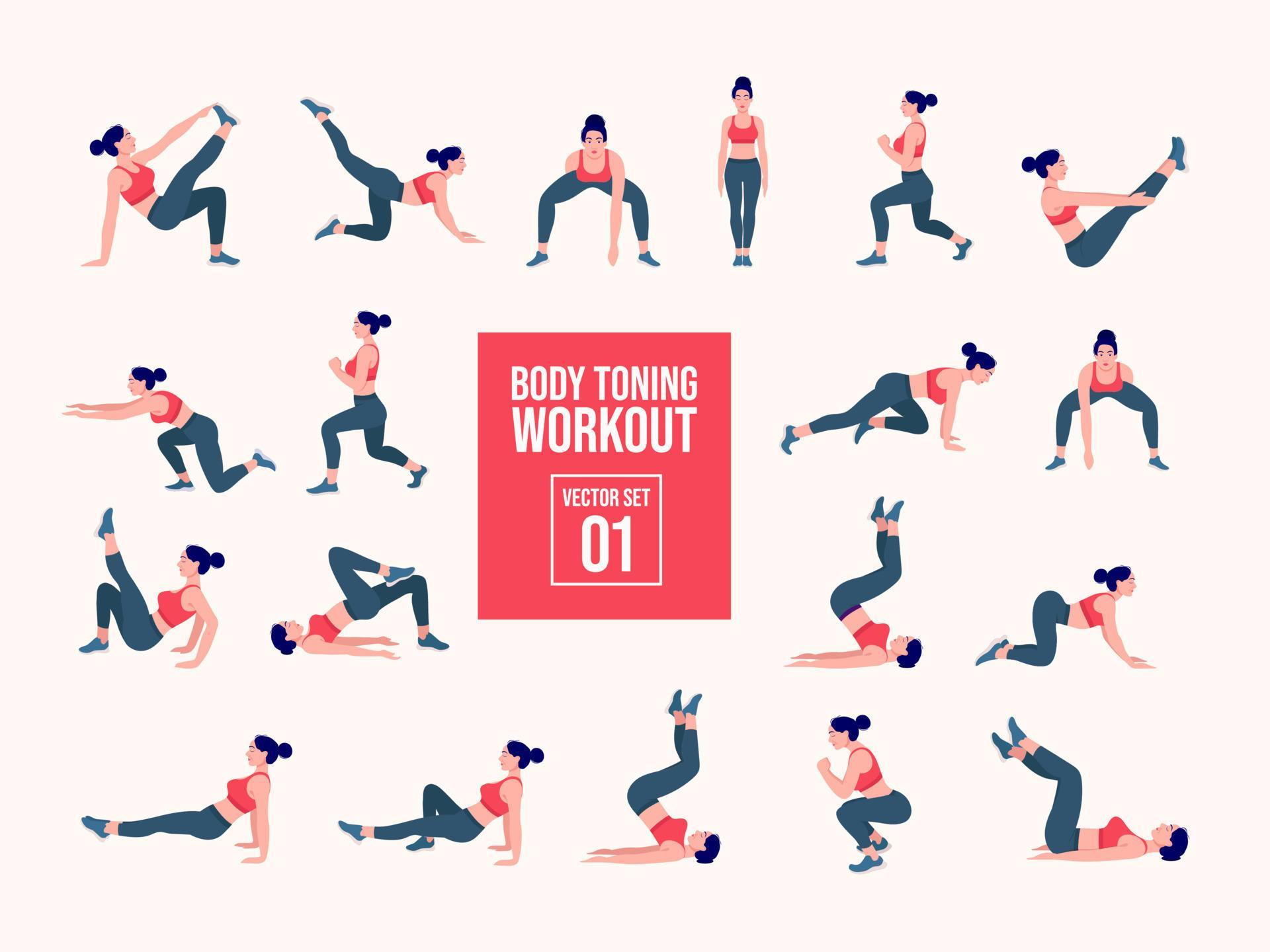 Women Workout Set Women Exercise Vector Set Women Doing Fitness And Yoga Exercises Lunges
