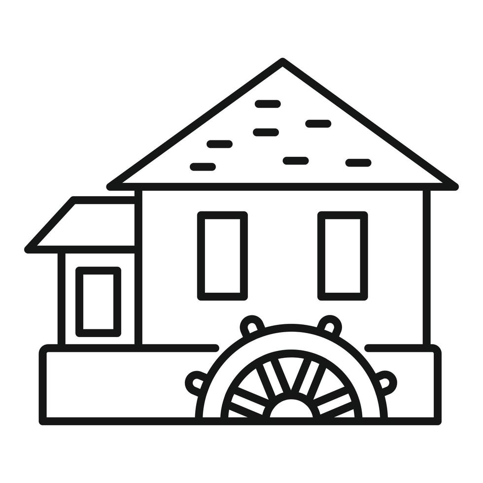 River Water Mill Icon Outline Style 14503609 Vector Art At Vecteezy
