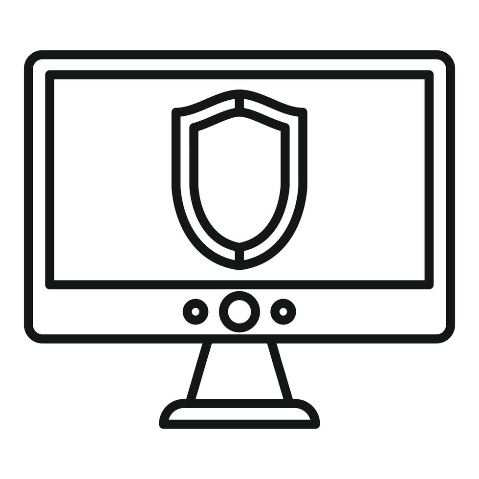 Computer Security Shield Icon Outline Style 14505555 Vector Art At