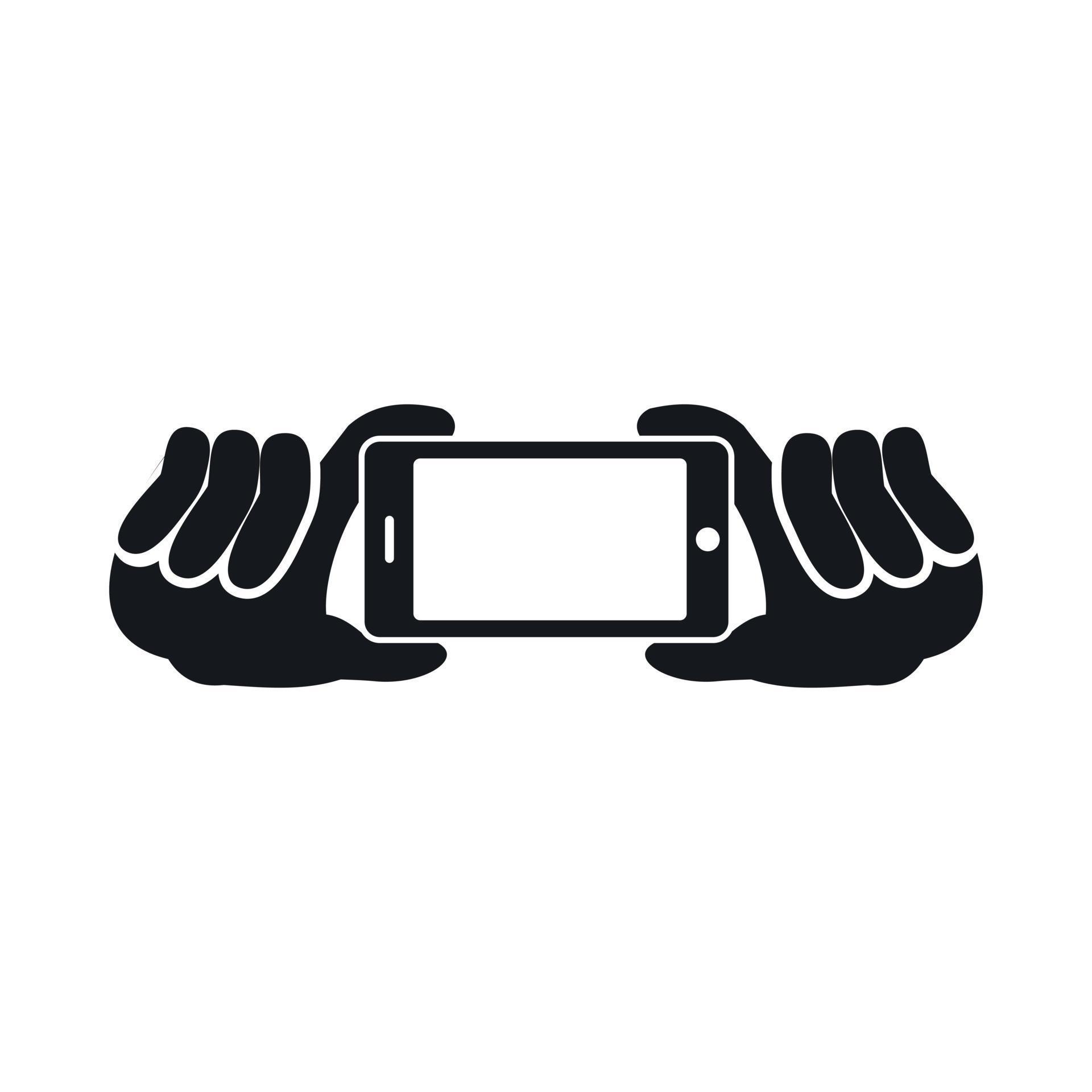 Two Hands Holding Mobile Phone Icon Simple Style 14523696 Vector Art