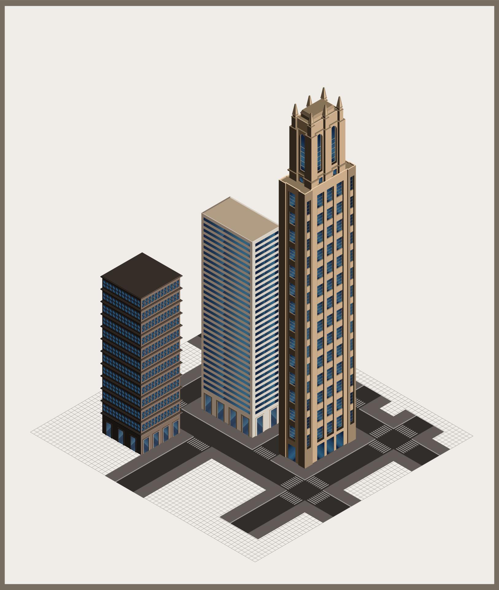 Isometric buildings - vector 14524214 Vector Art at Vecteezy