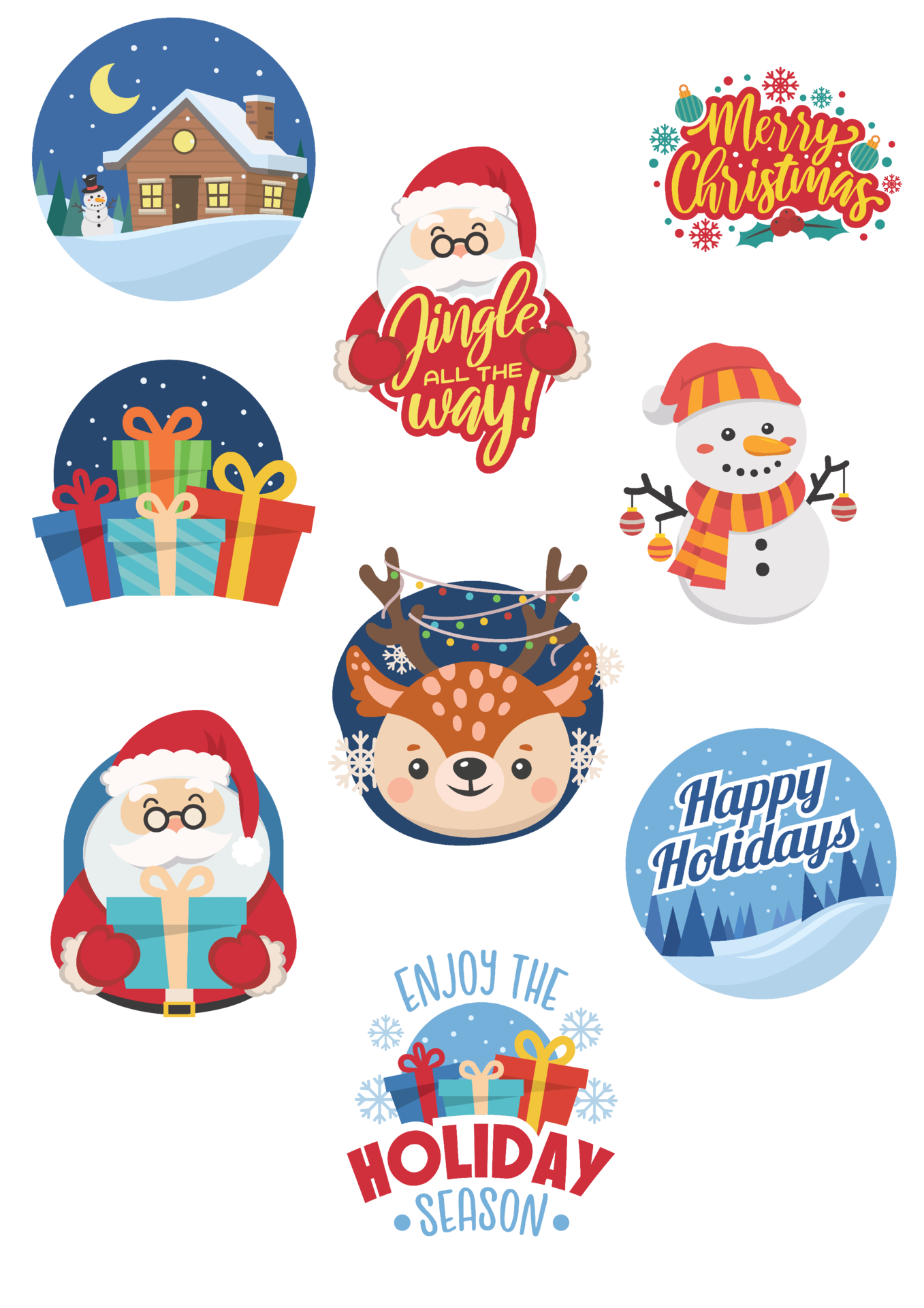 Free Merry Christmas Cute Stickers for holiday 14525051 PNG with ...