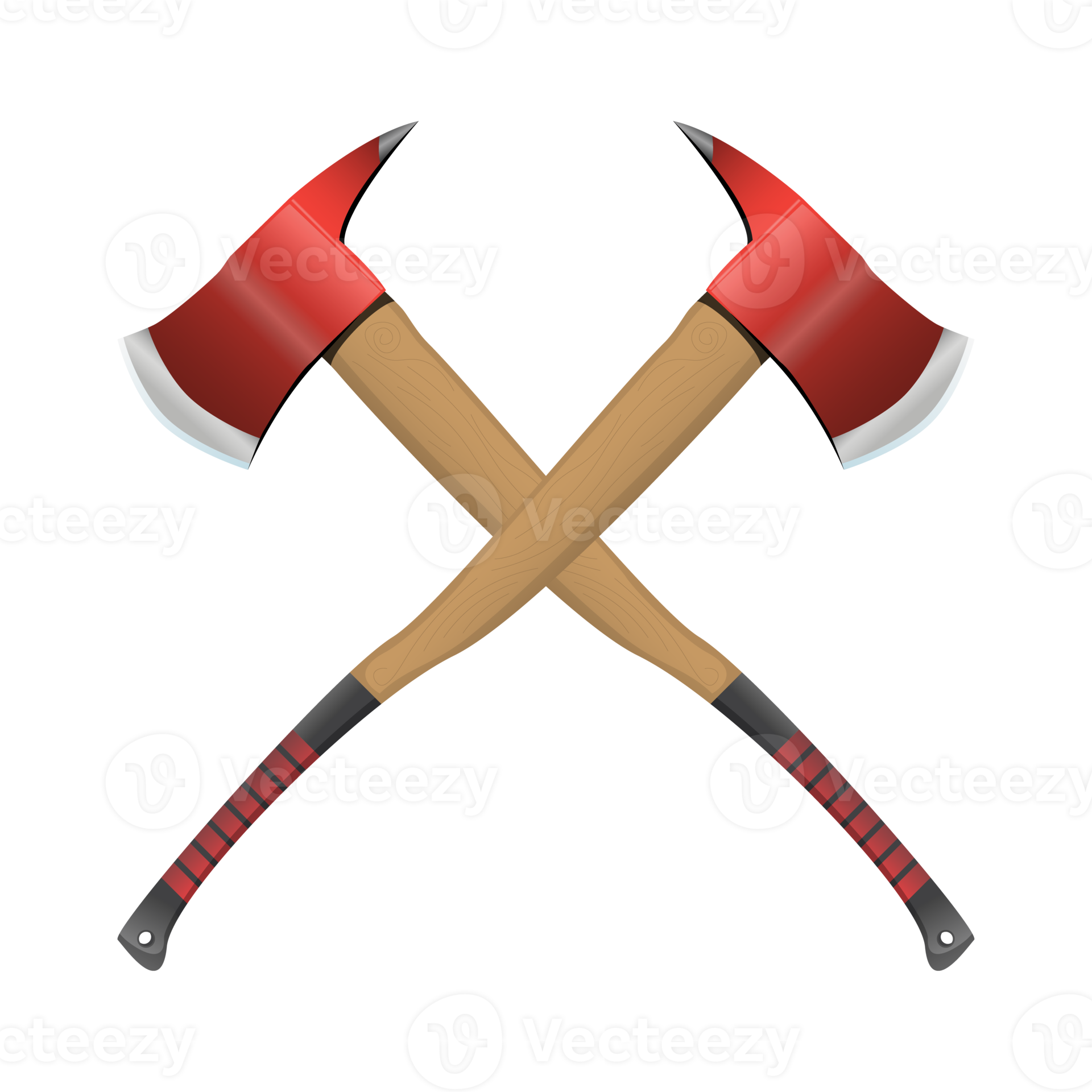 Firefighter crossed axe in realistic style. Red Hatchet. Red fire ax ...