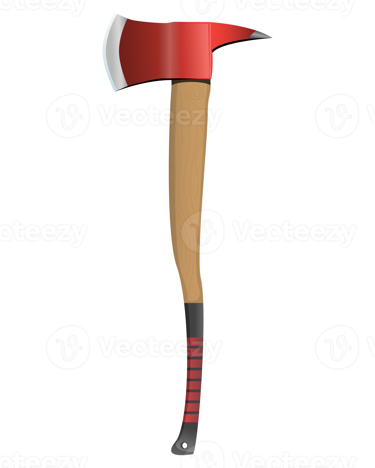 Firefighter axe in realistic style. Red Hatchet. Red fire ax ...