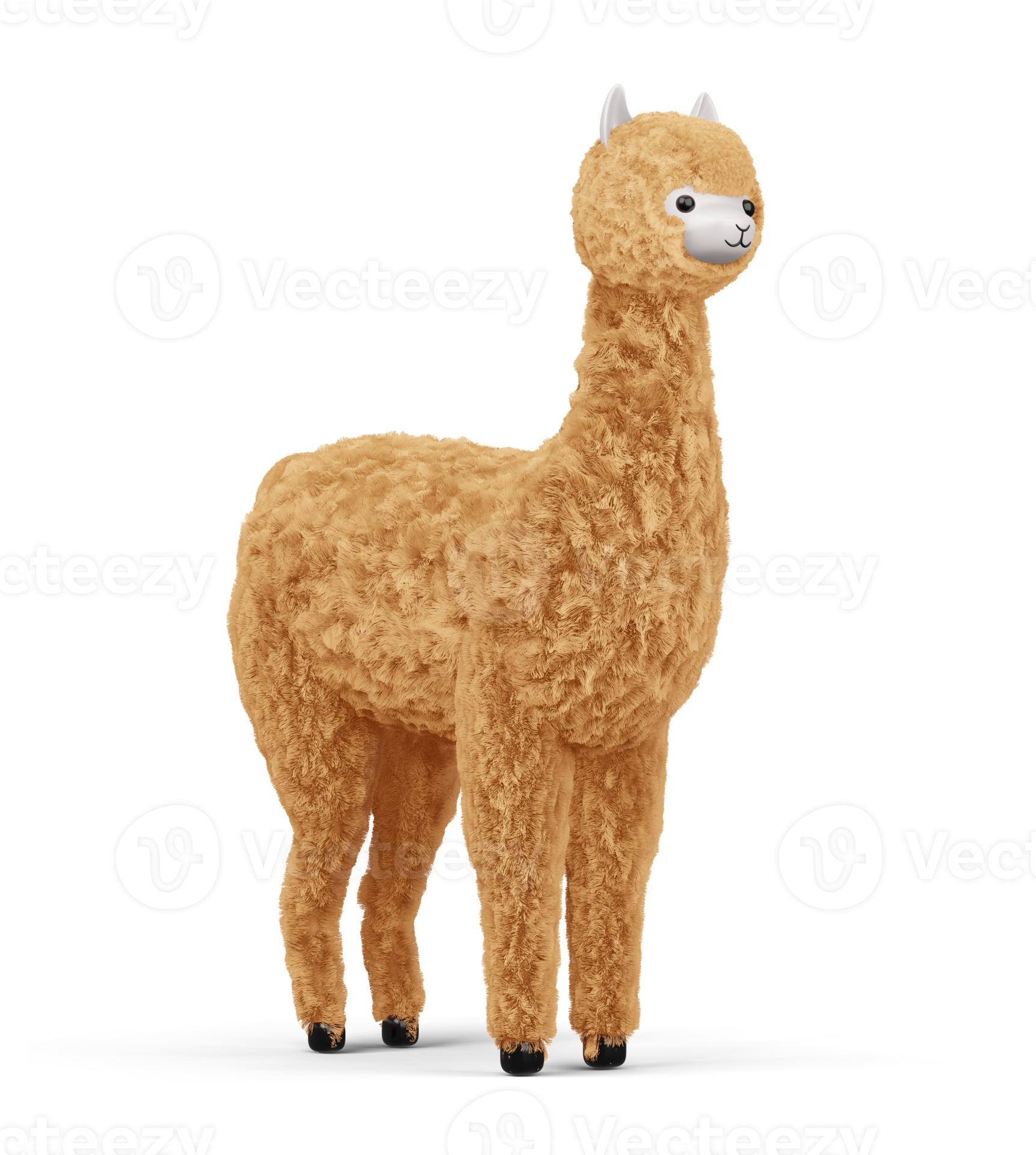 Happy cute alpaca, 3d rendering illustration 14529536 PNG
