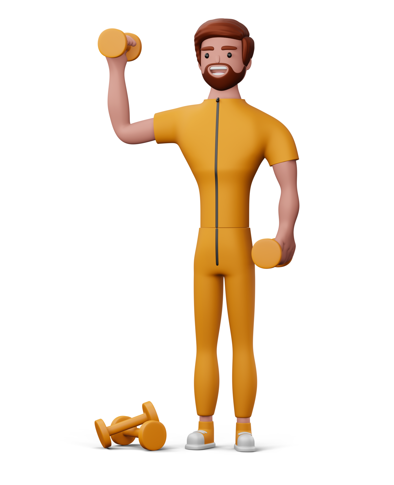 Happy Fitness Man Exercise Or Fitness For Good Health 3d Rendering