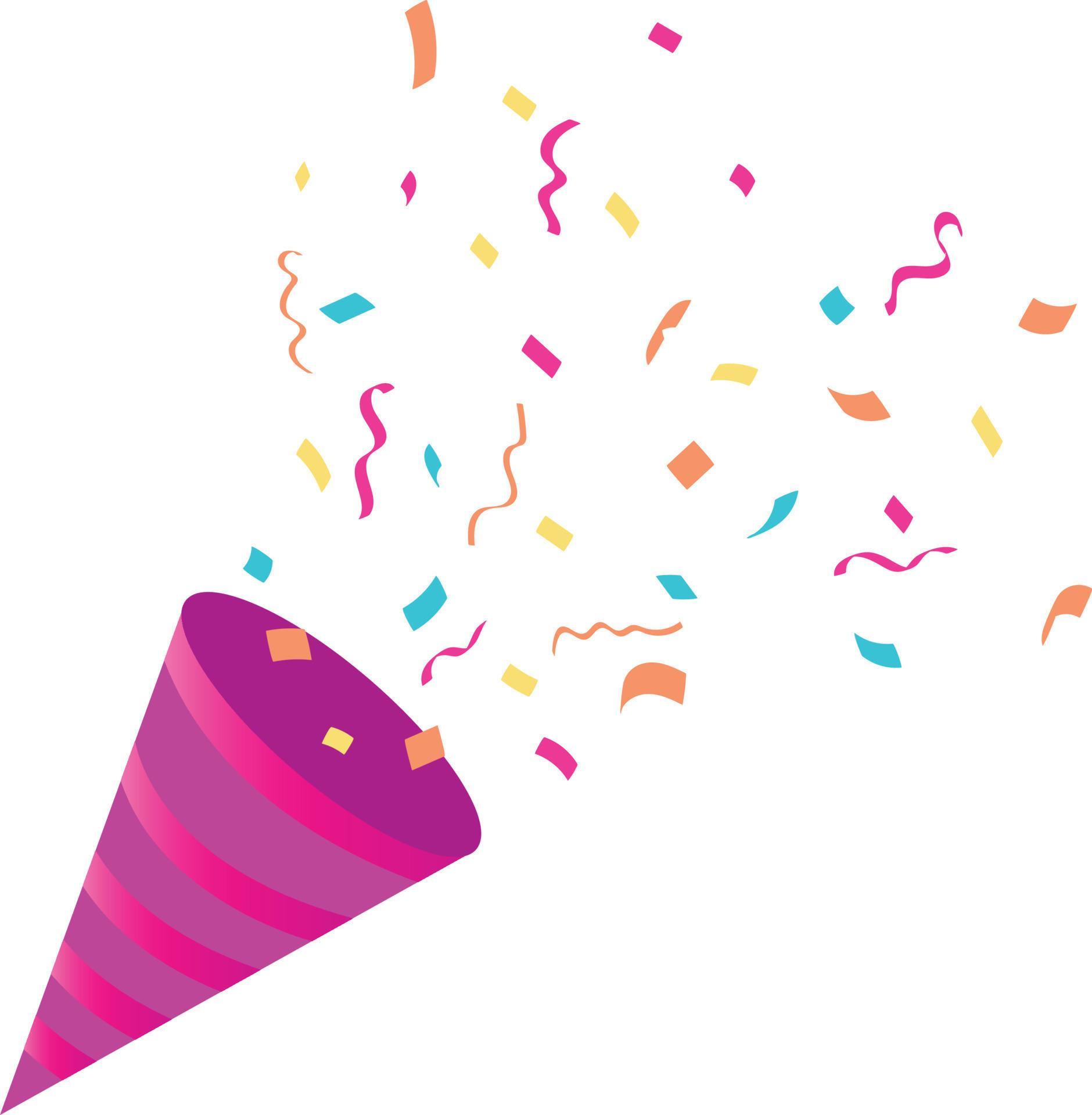 colored party popper confetti illustration . confetti isolated, explosion, firecracker ...