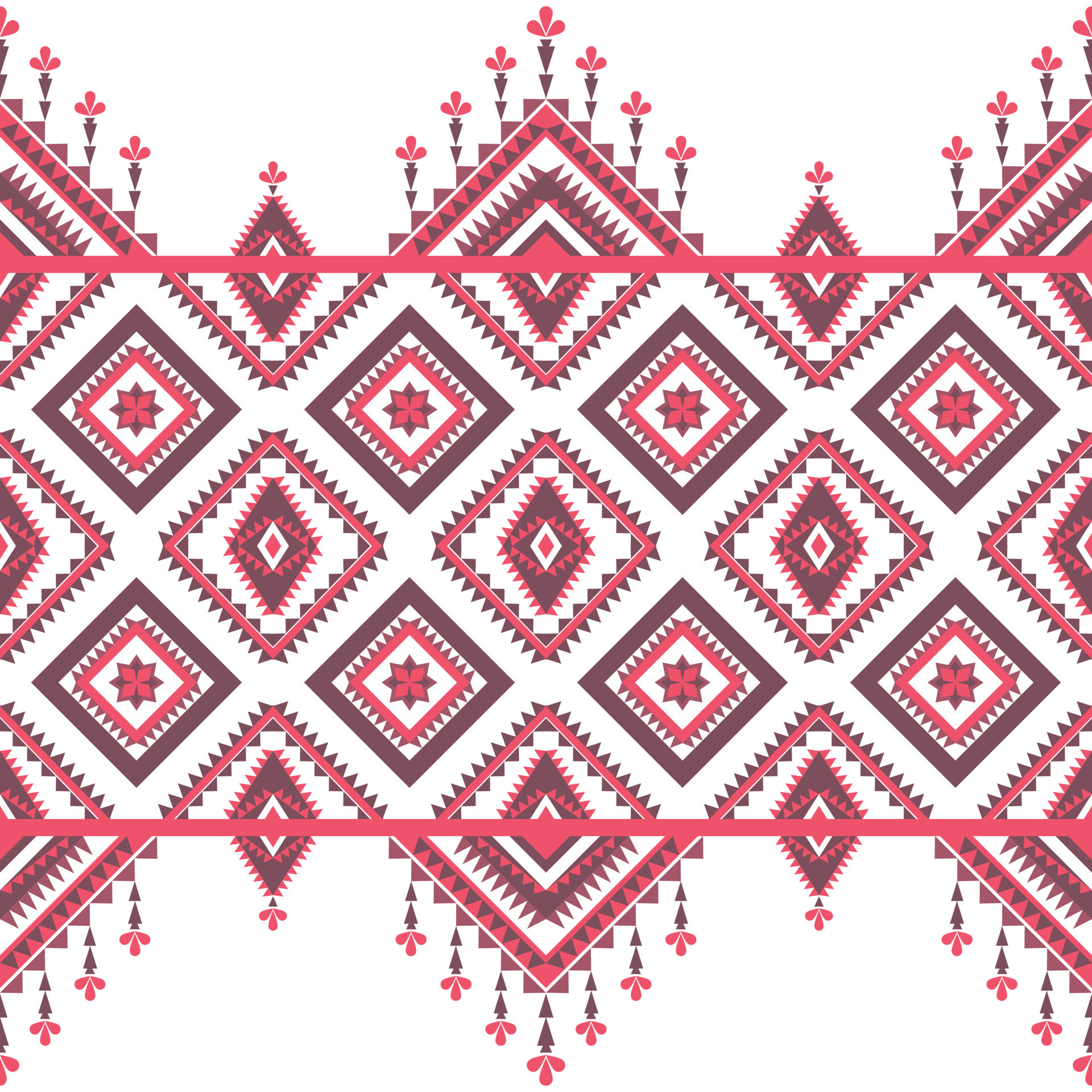 Geometric Ethnic Pattern With Square Triangle Diagonal Abstract