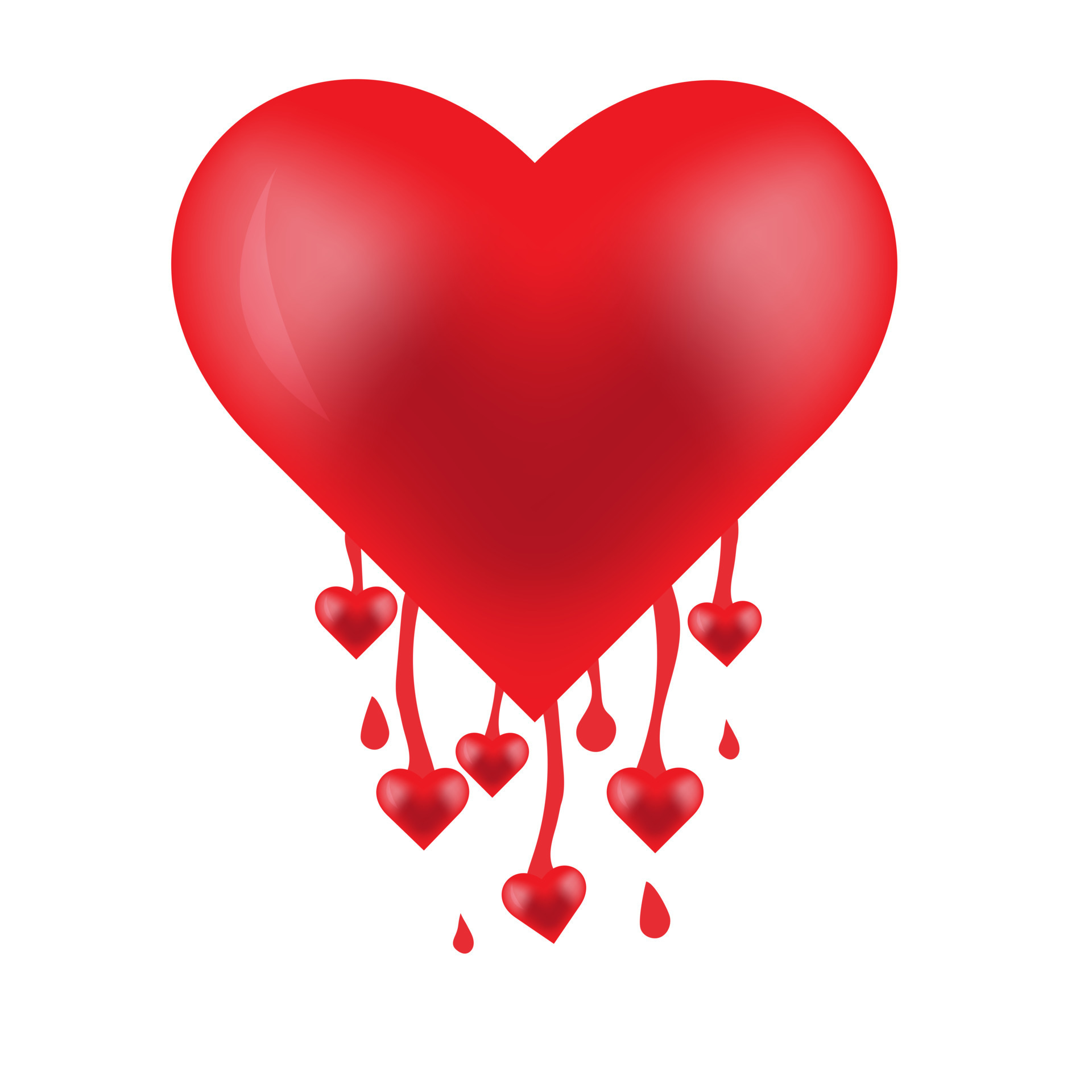 Red heart shape with paint hearts on white background. Heart is a ... Red heart shape with paint hearts on white background. Heart is a ...