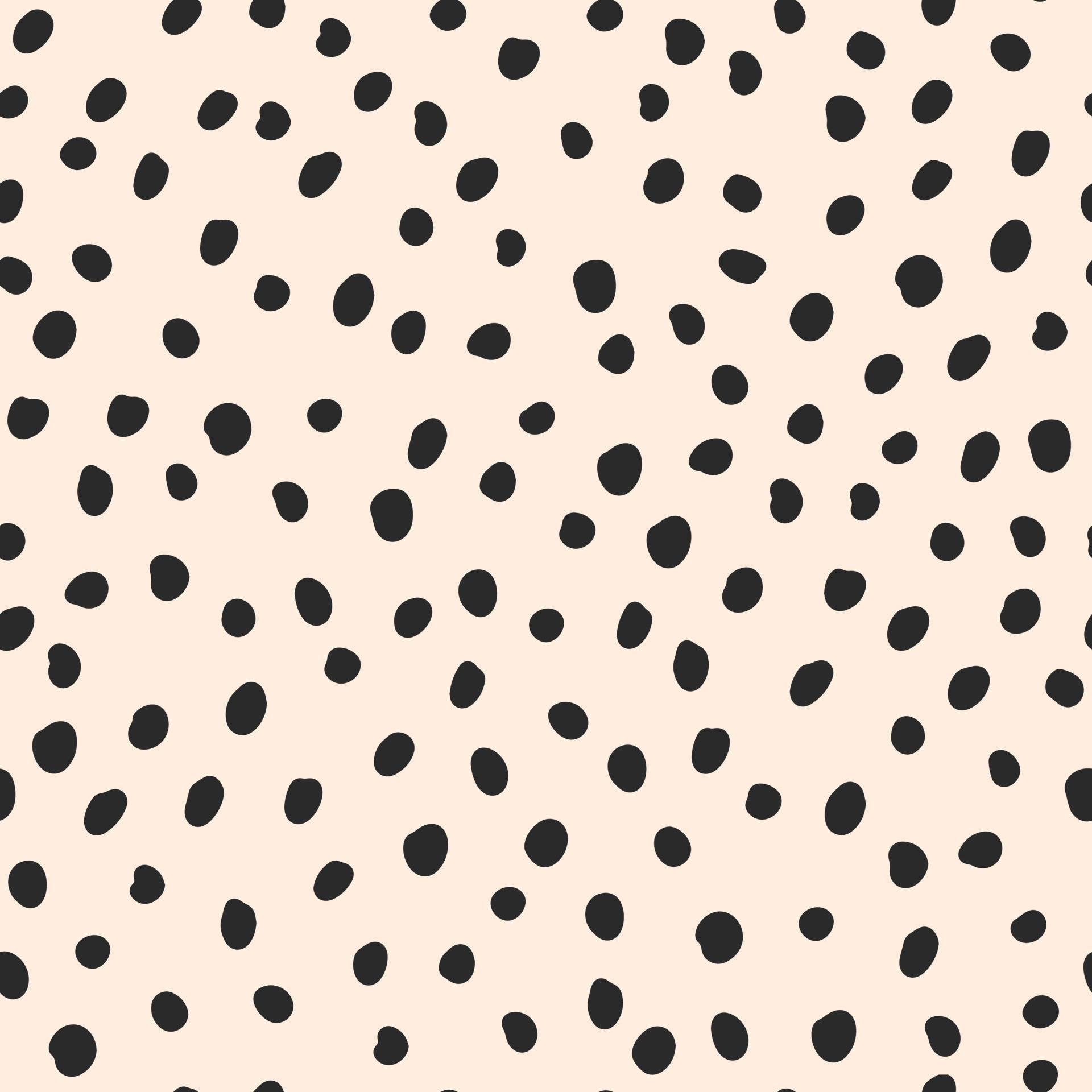 Cute black hand drawn polka dot on beige background. Vector seamless jumble brush spots pattern ...