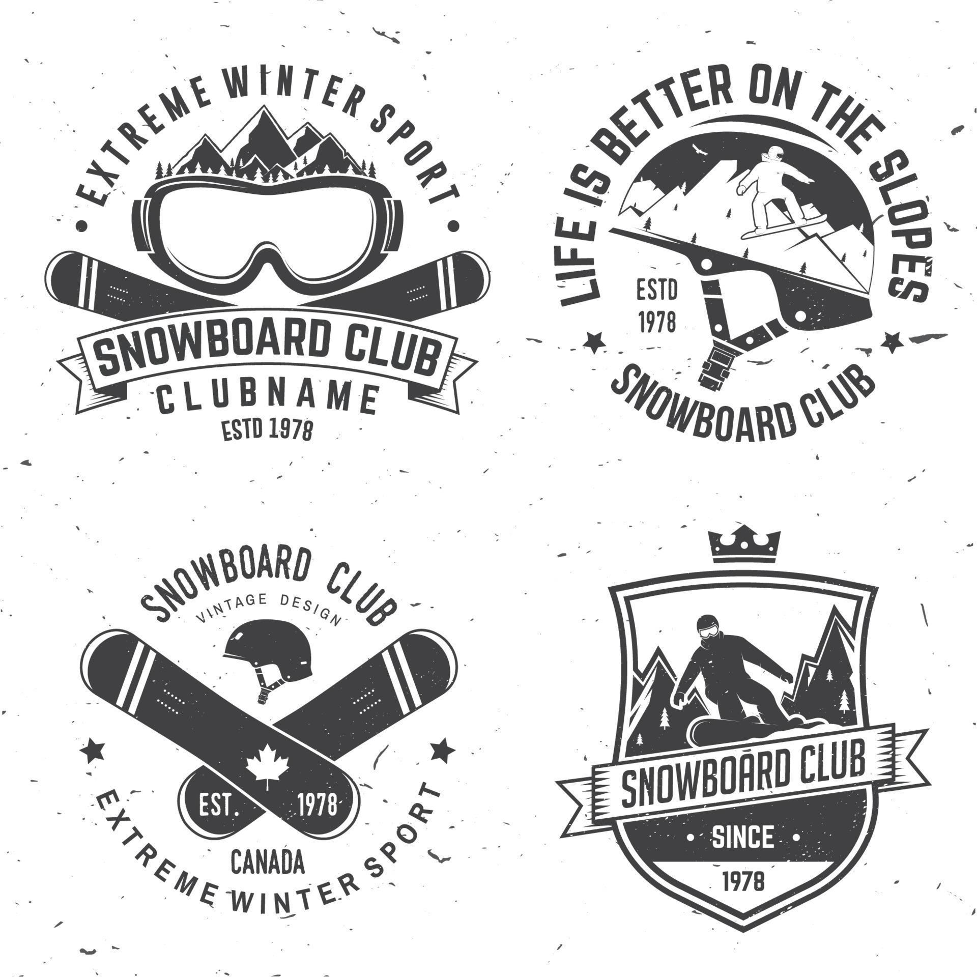 Set of Snowboard Club insignia. 14535434 Vector Art at Vecteezy