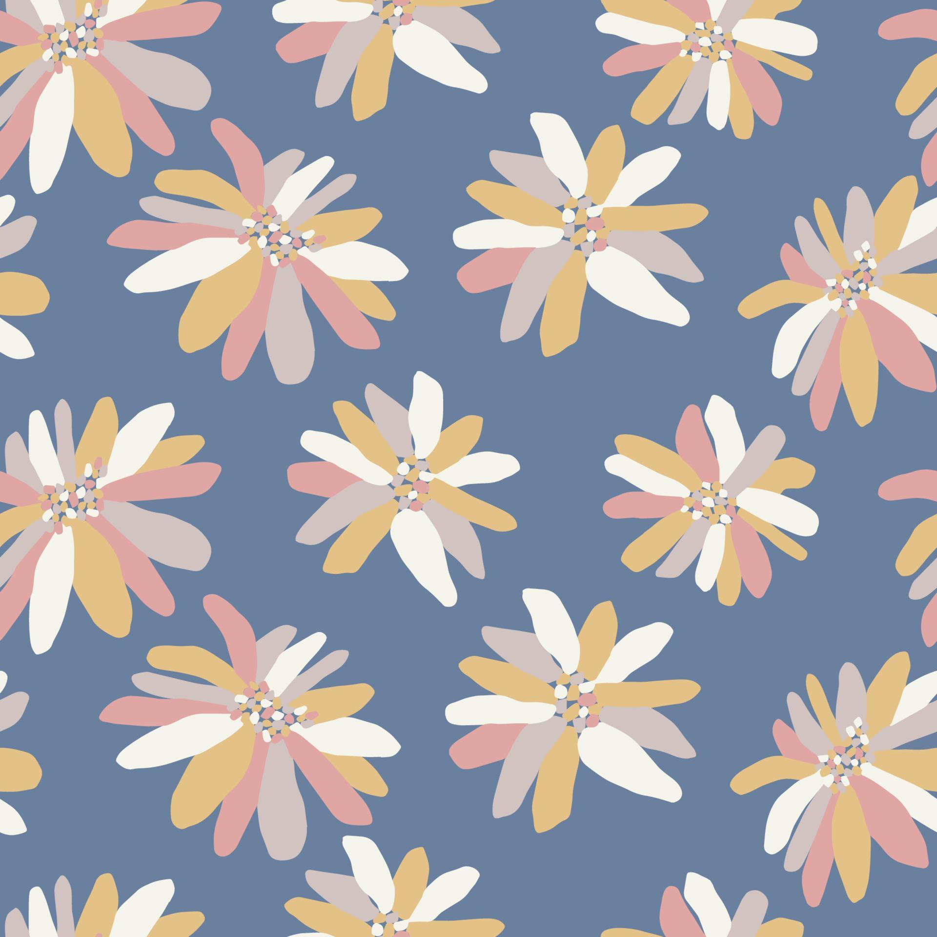 Vector simple flower illustration seamless repeat pattern digital ...