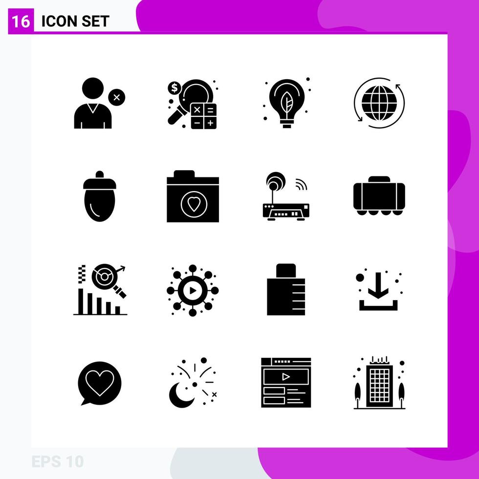 Solid Icon set Pack of 16 Glyph Icons isolated on White Background for ...