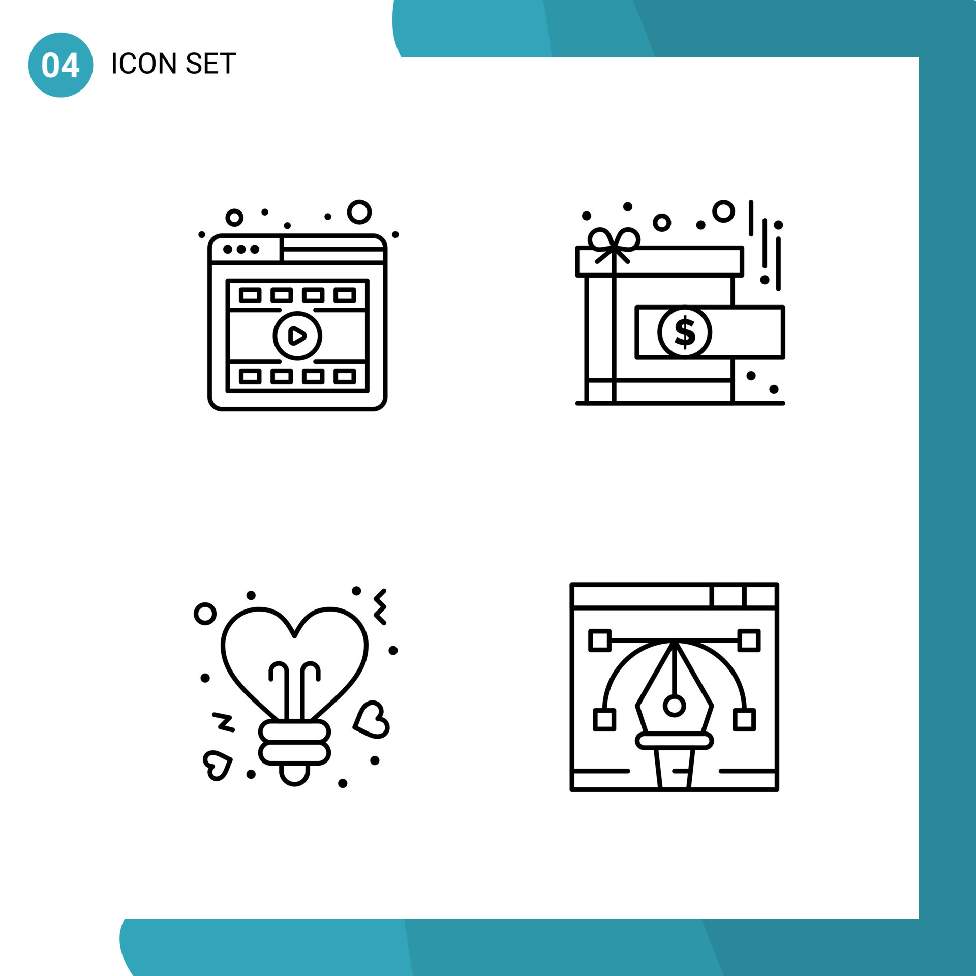 Vector Pack Of 4 Outline Symbols Line Style Icon Set On White Background For Web And Mobile