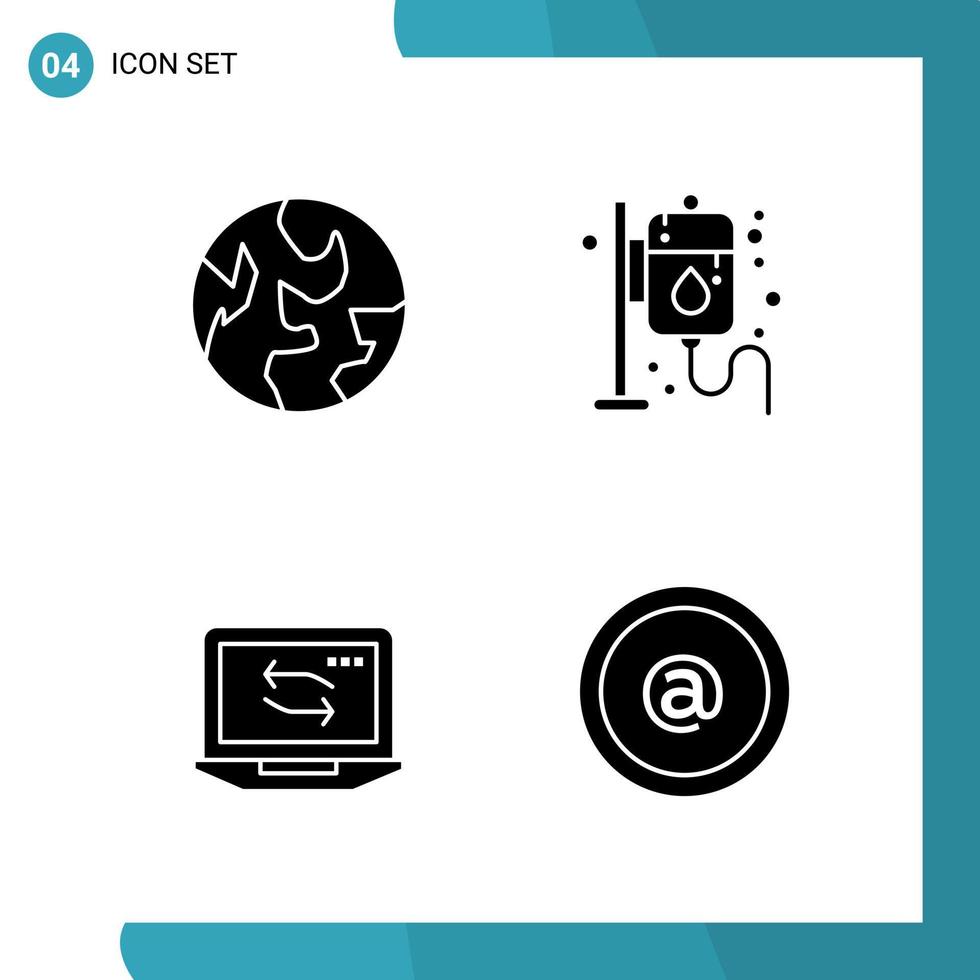 Vector Pack of 4 Glyph Symbols Solid Style Icon Set on White Background ...