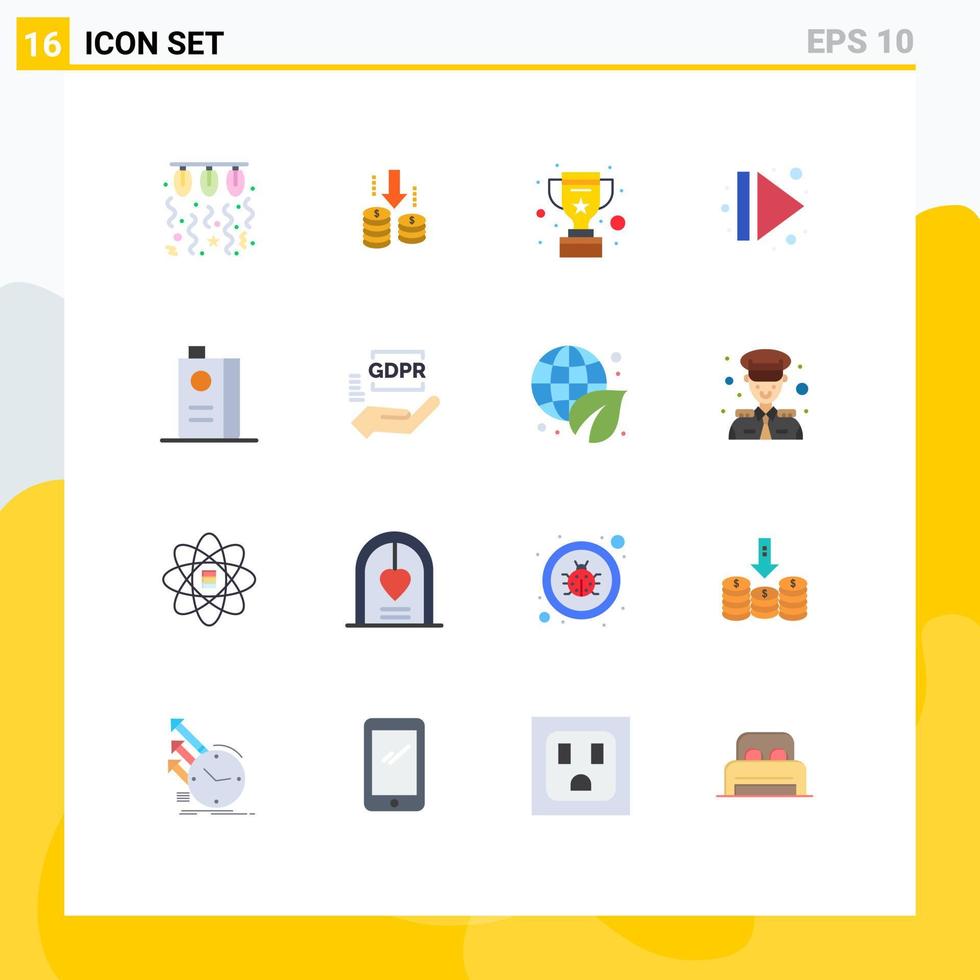User Interface Pack Of 16 Basic Flat Colors Of And Multimedia Analysis Eject Reward Editable