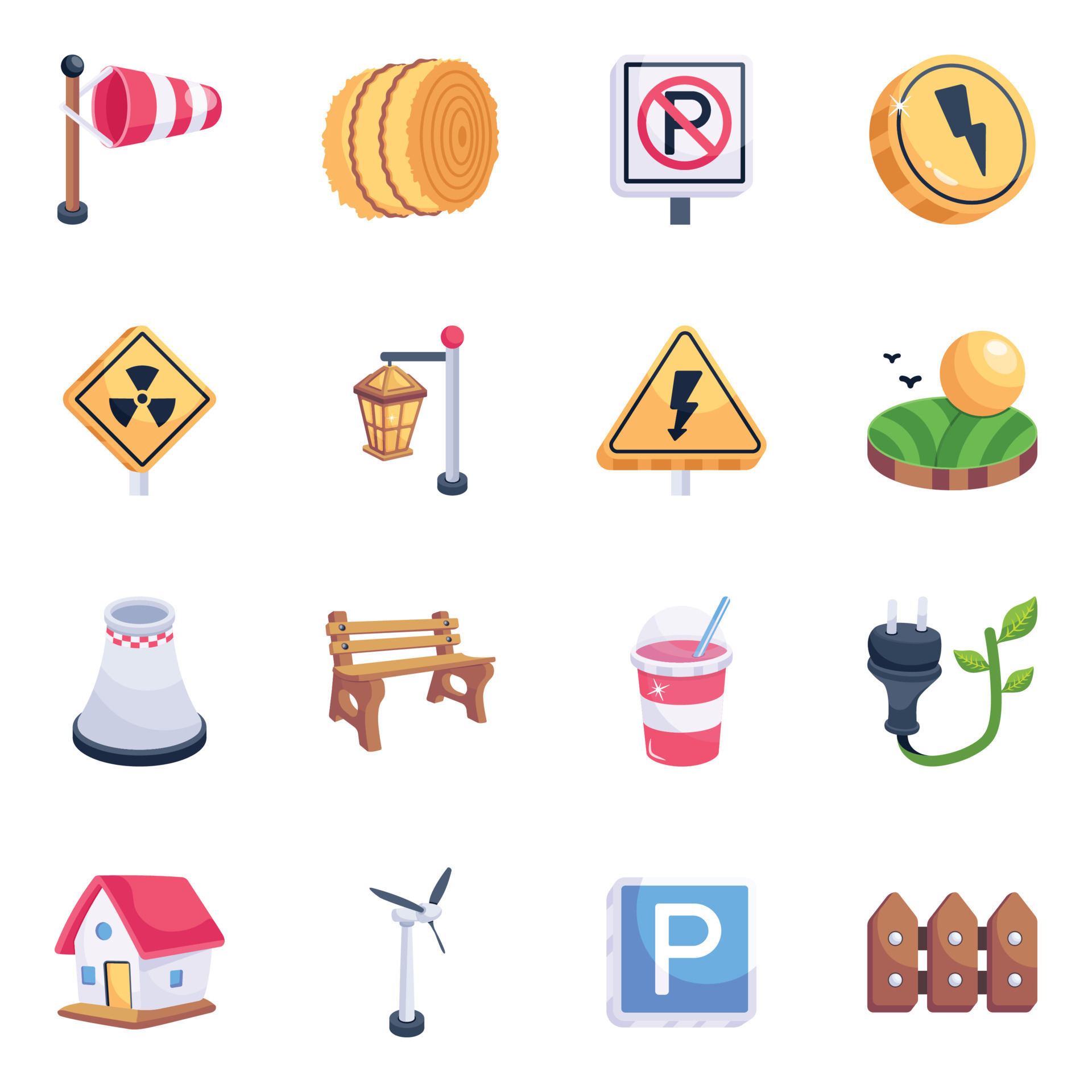 Set of Trendy Nature 2D Icons 14549961 Vector Art at Vecteezy