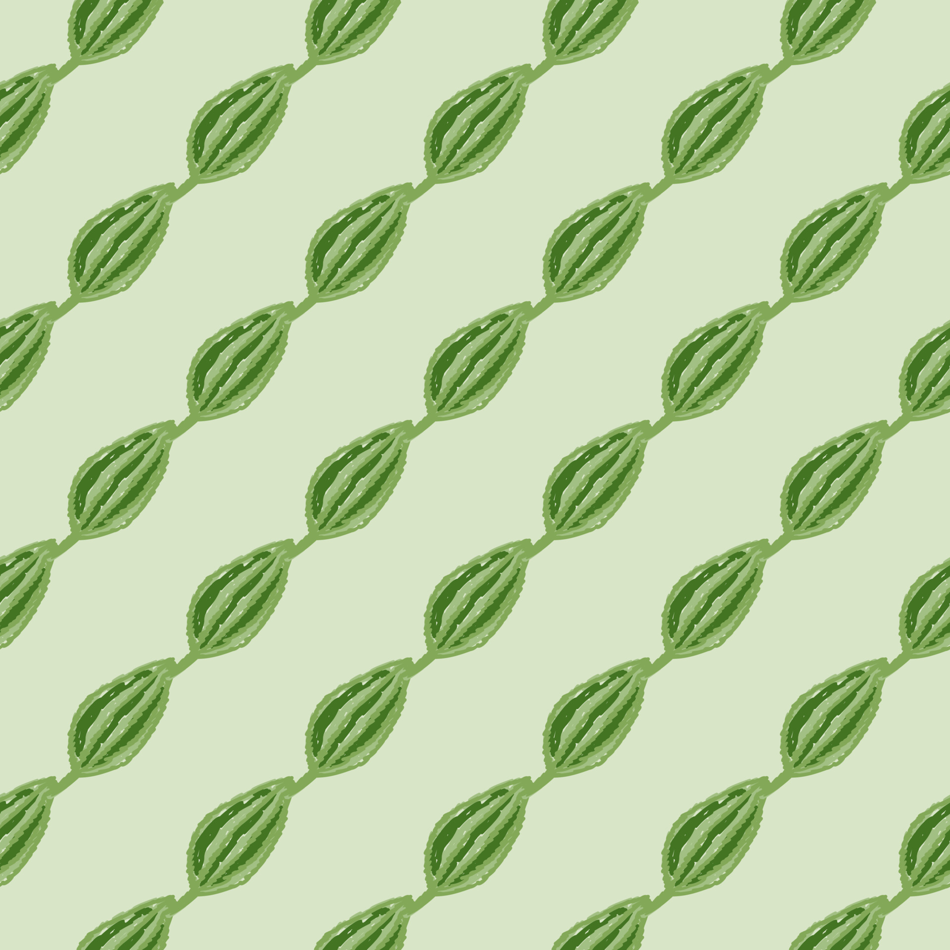 Freehand Tropical Palm Leaves Seamless Pattern Hand Drawn Exotic