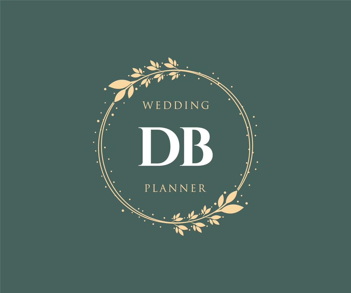 DB Initials letter Wedding monogram logos collection, hand drawn modern minimalistic and floral ...