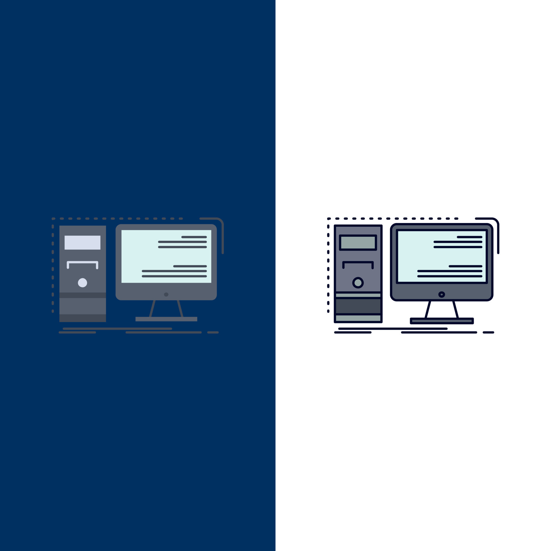 Computer Desktop Hardware Workstation System Flat Color Icon Vector