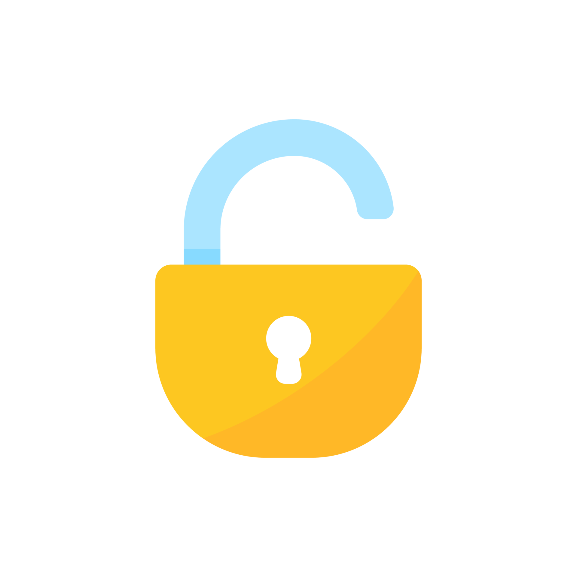 Yellow Padlock For Locking The Information On The Computer Data