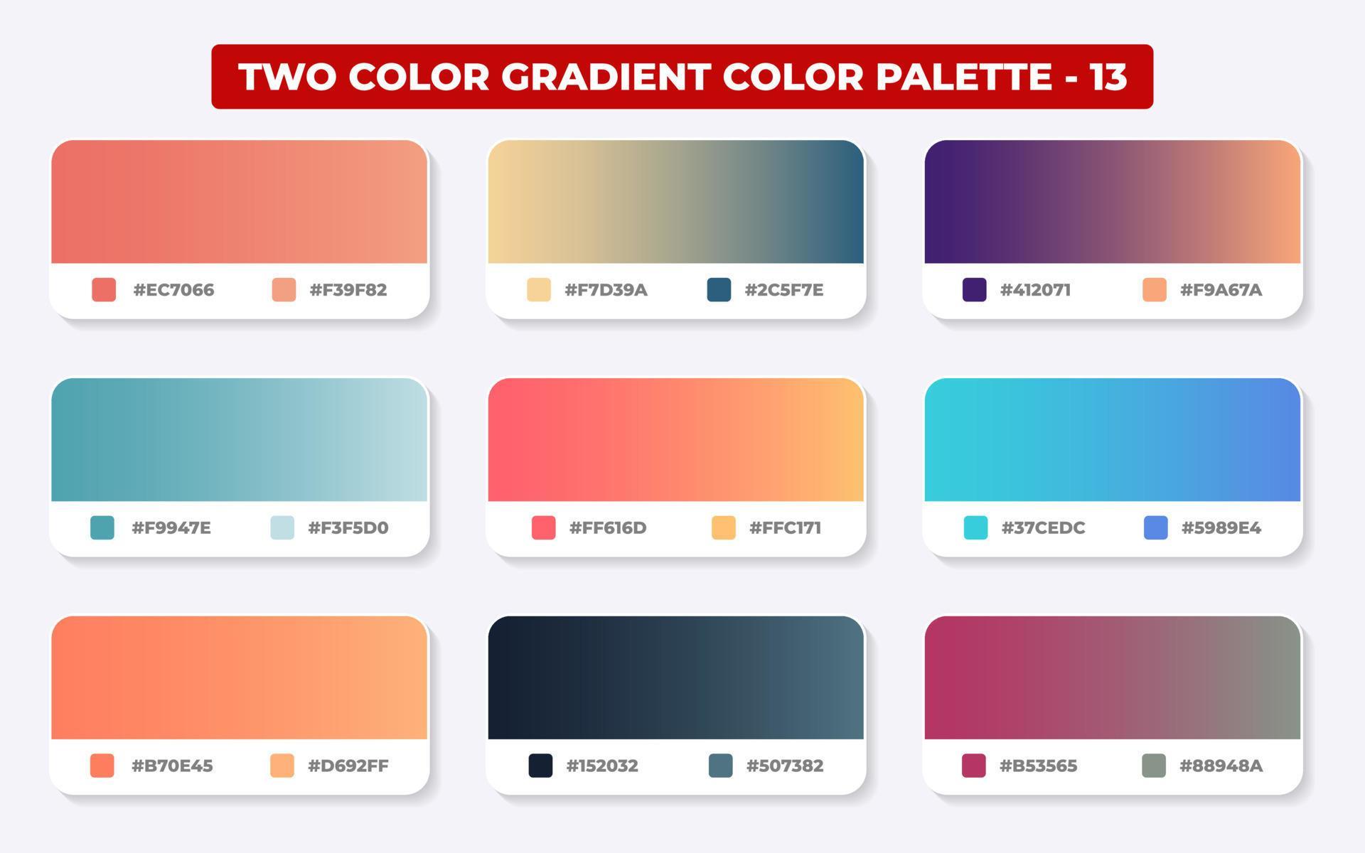 Gradient color palette with color codes in RGB or HEX, Catalog, Trendy ...