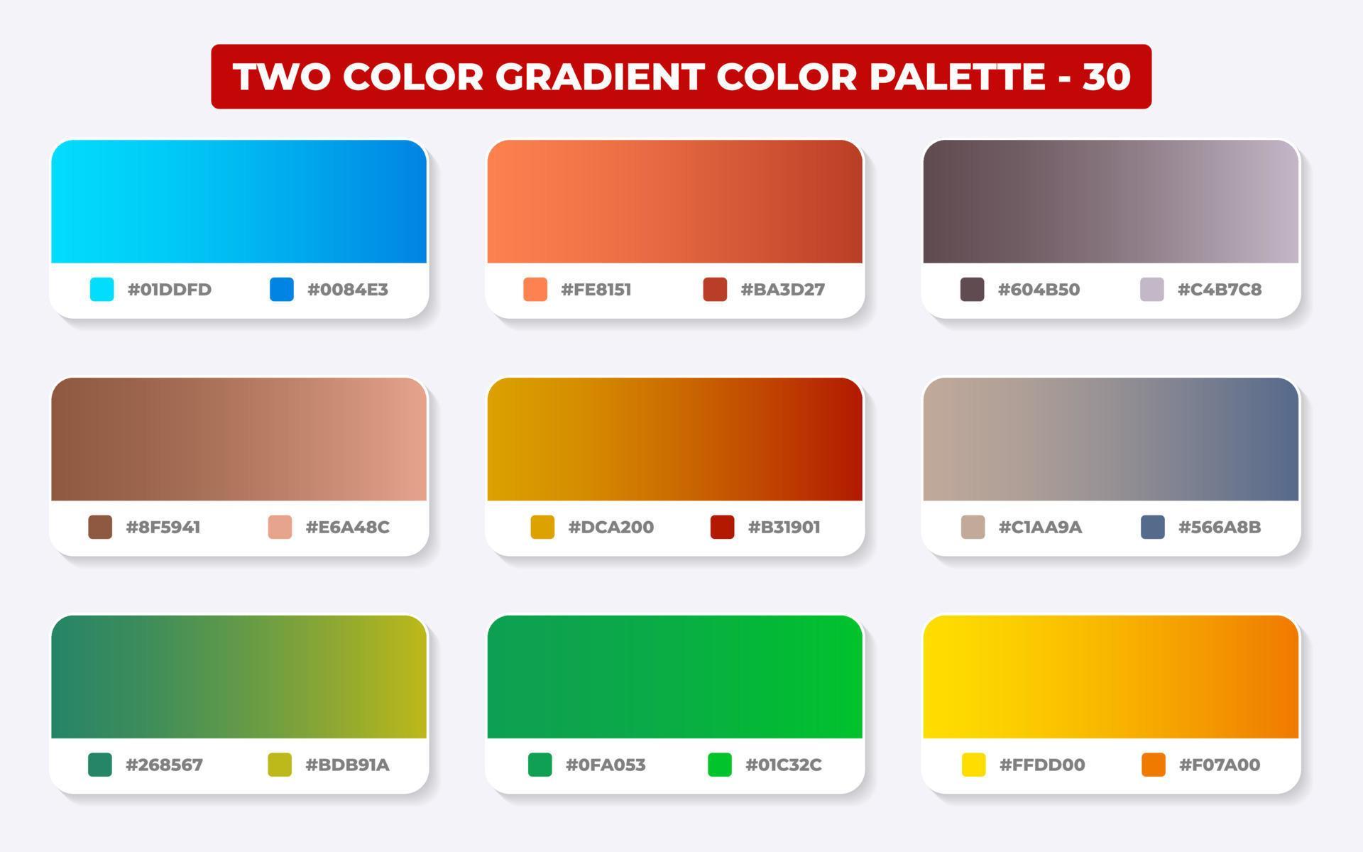 Gradient color palette with color codes in RGB or HEX, Catalog, Trendy ...