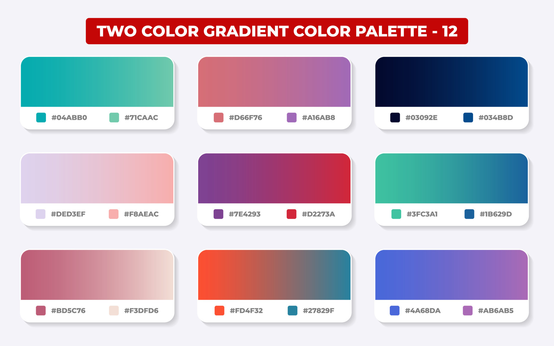 Gradient color palette with color codes in RGB or HEX, Catalog, Trendy ...