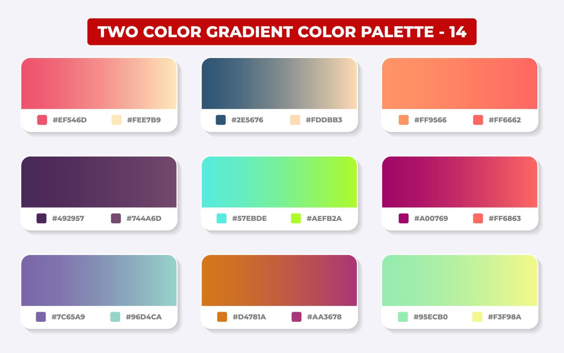 Gradient color palette with color codes in RGB or HEX, Catalog, Trendy ...