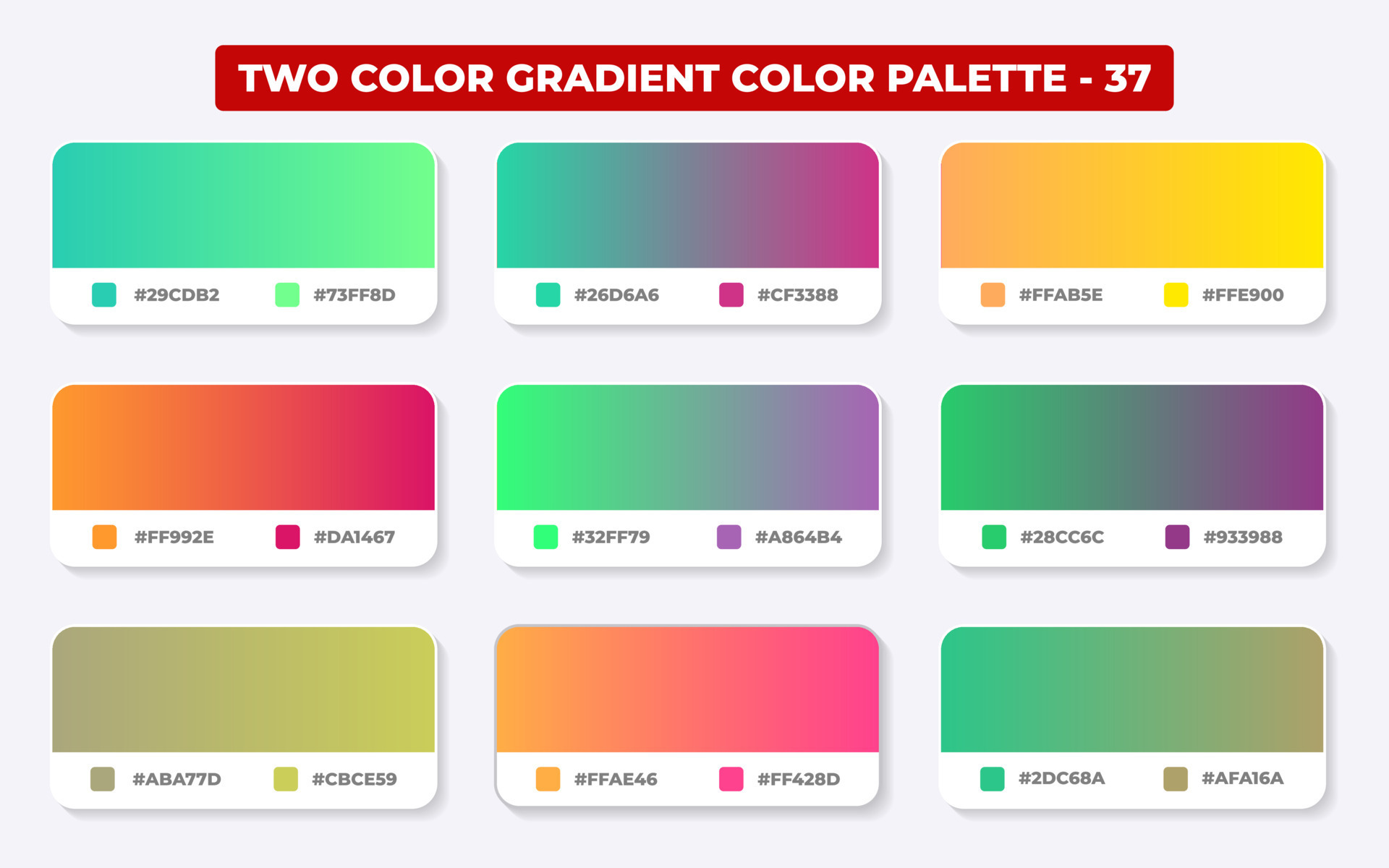 Gradient color palette with color codes in RGB or HEX, Catalog, Trendy ...