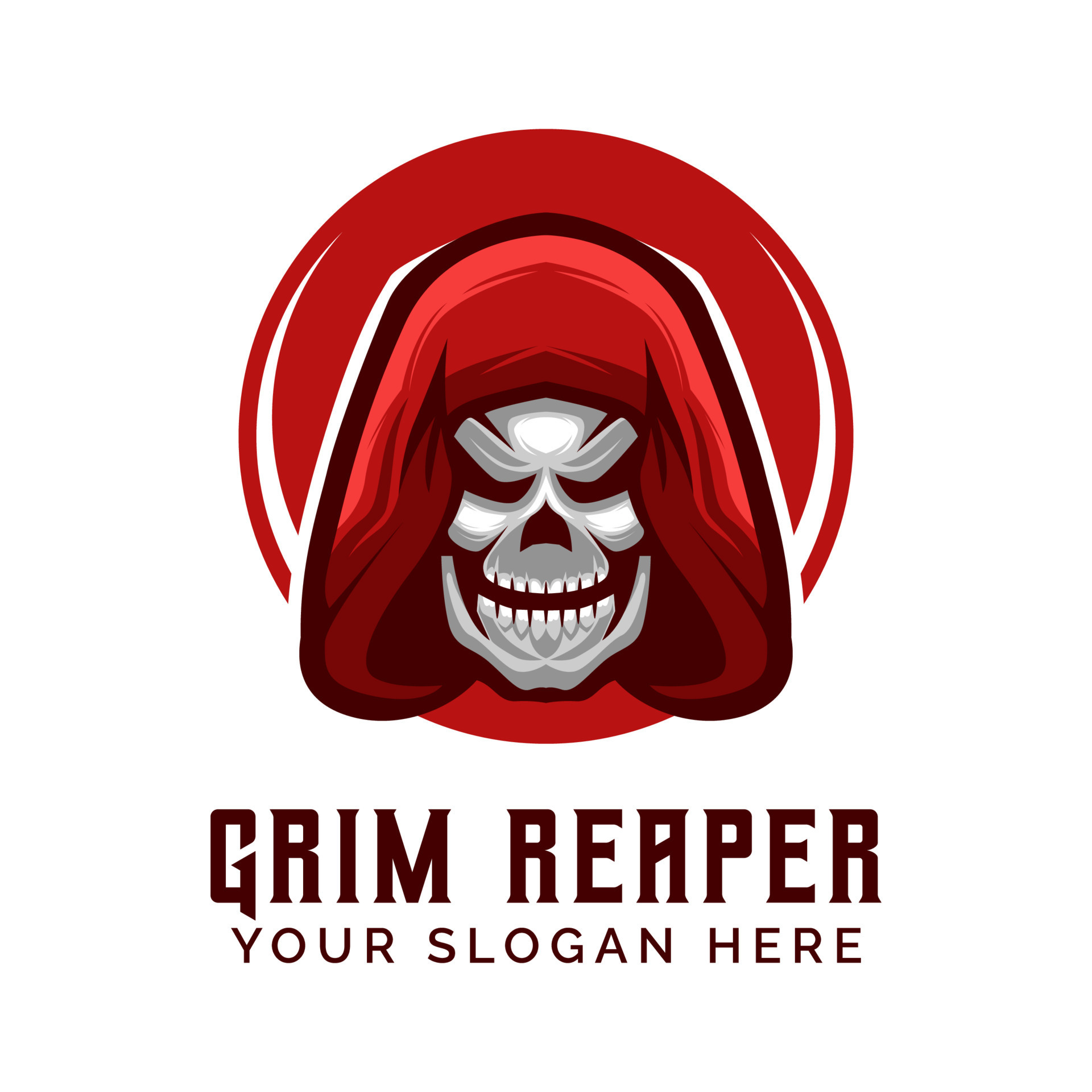 Grim Reaper In Red Color Logo Design Template Vector Illustration 14561446 Vector Art At Vecteezy