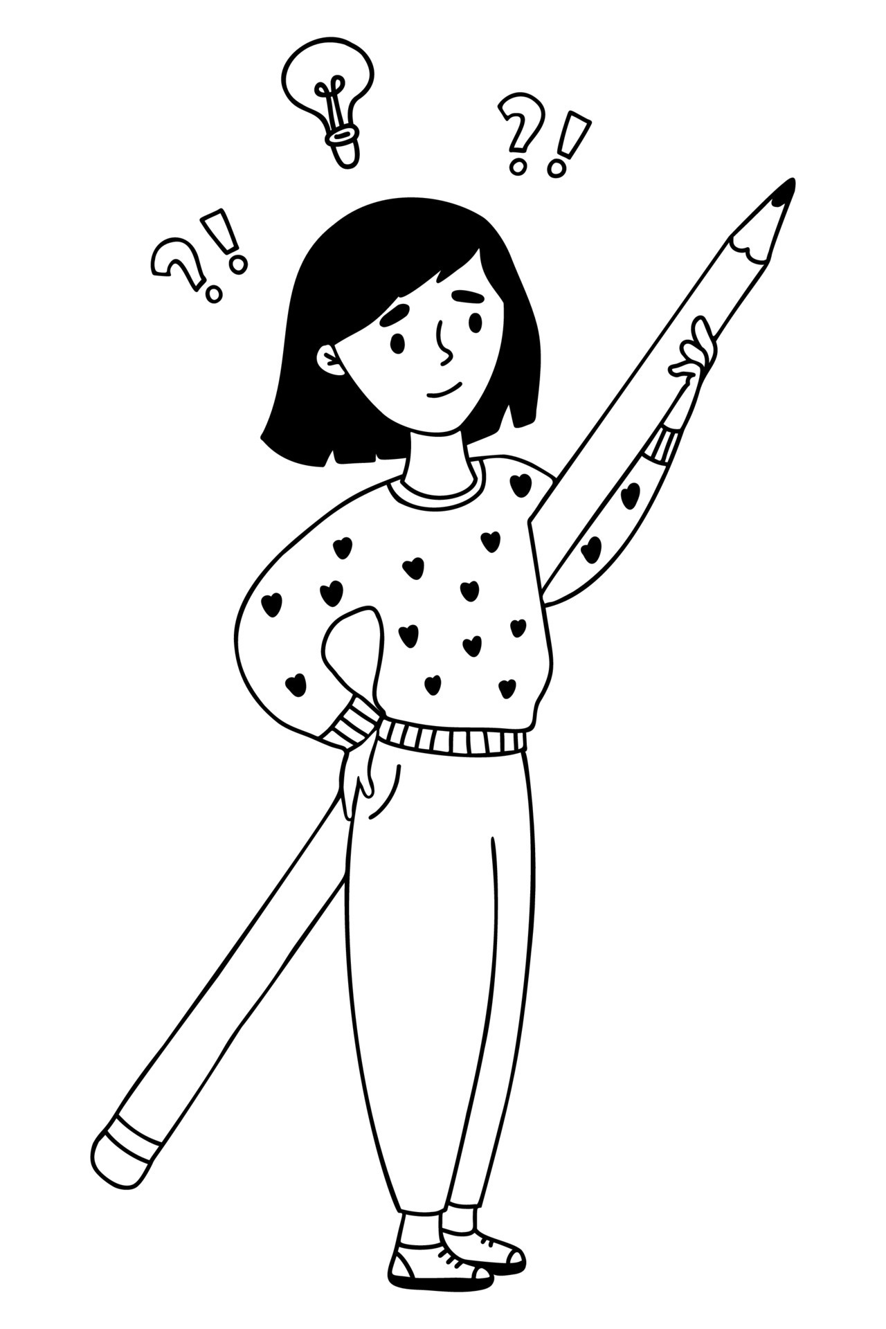 Thinking Girl Drawing