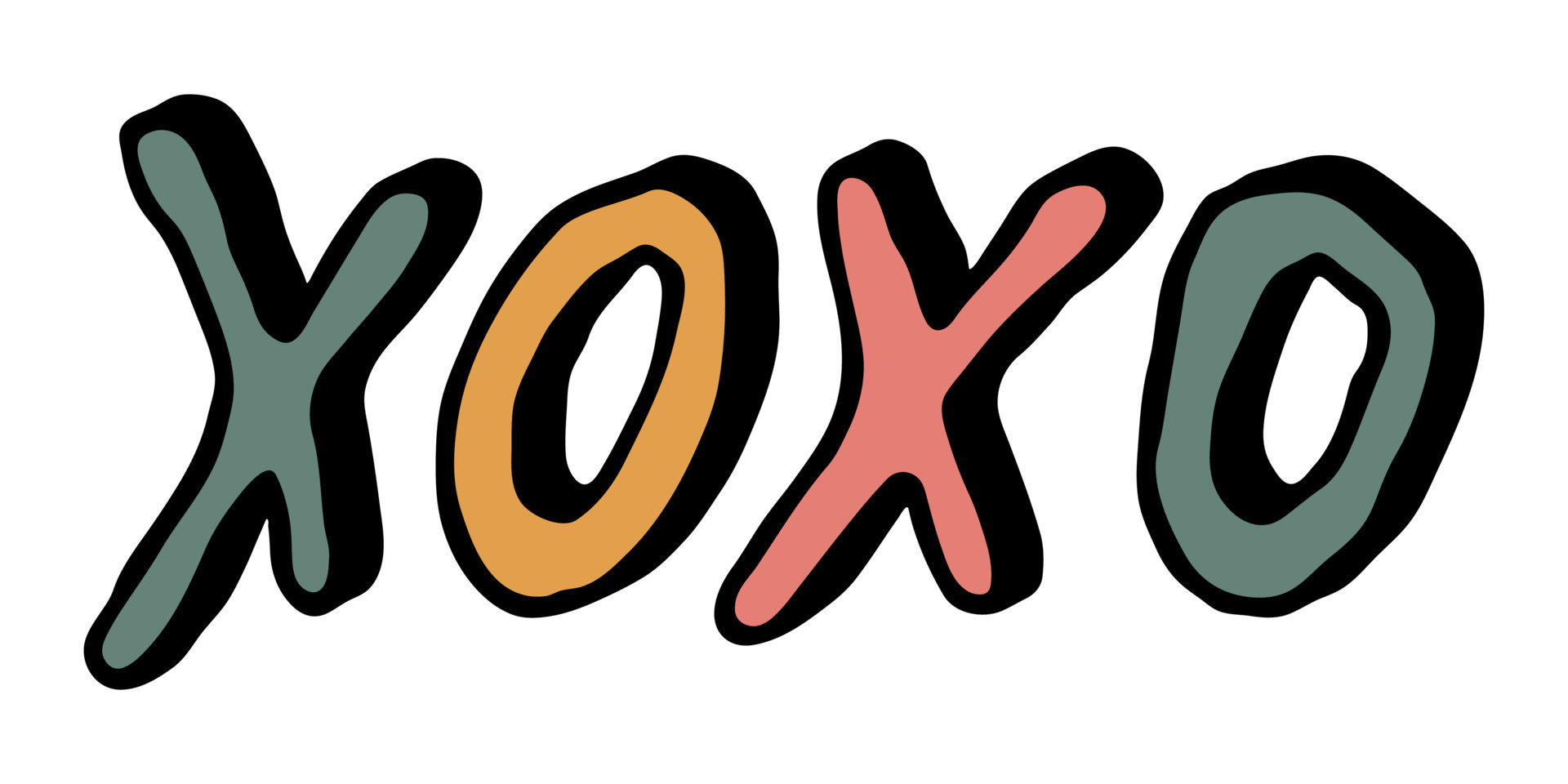 Hand drawn vector colorful lettering. Cute holiday doodle. Xoxo clipart 14564711 Vector Art at ...