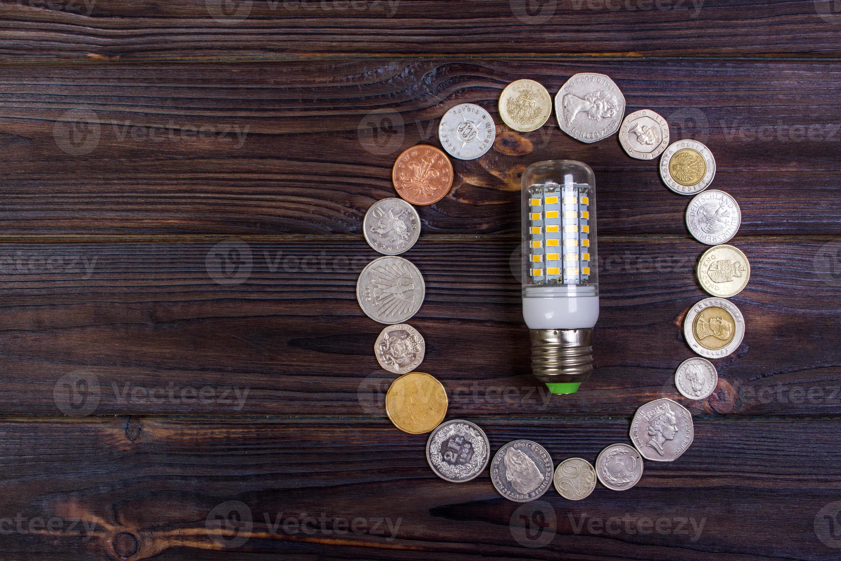 Energy Saving Fluorescent Lamp On Money Background Eco Energy Saving