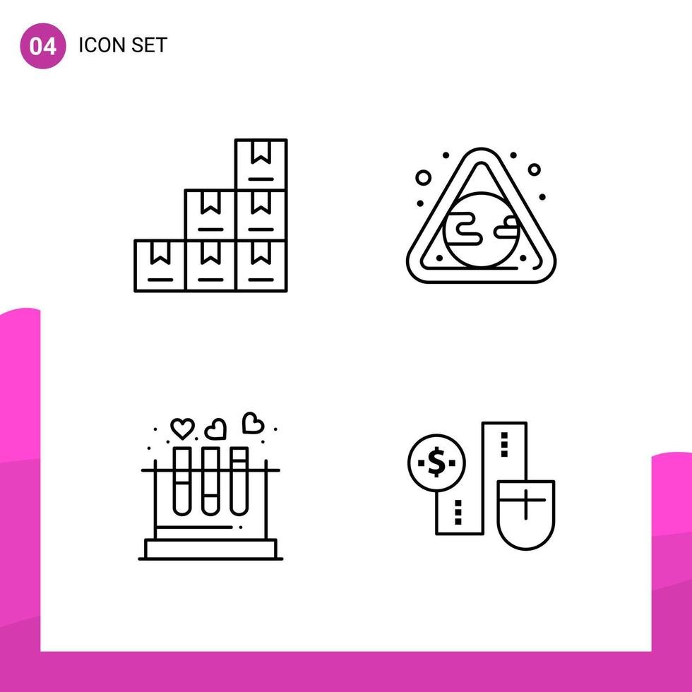 Outline Icon set Pack of 4 Line Icons isolated on White Background for ...