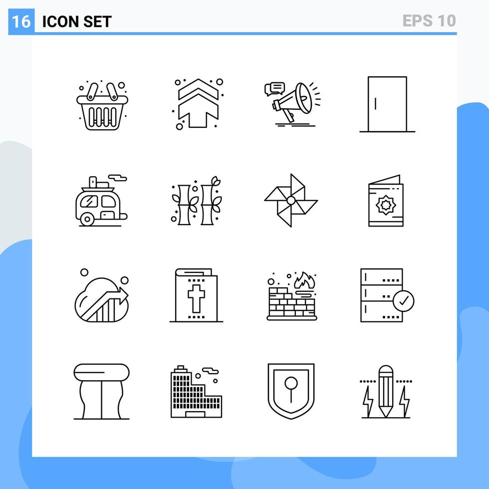 Modern 16 Line style icons Outline Symbols for general use Creative ...