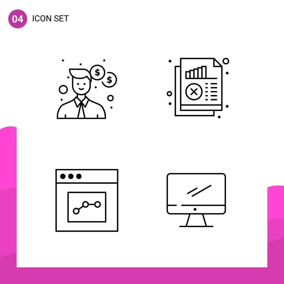 Outline Icon set Pack of 4 Line Icons isolated on White Background for ...