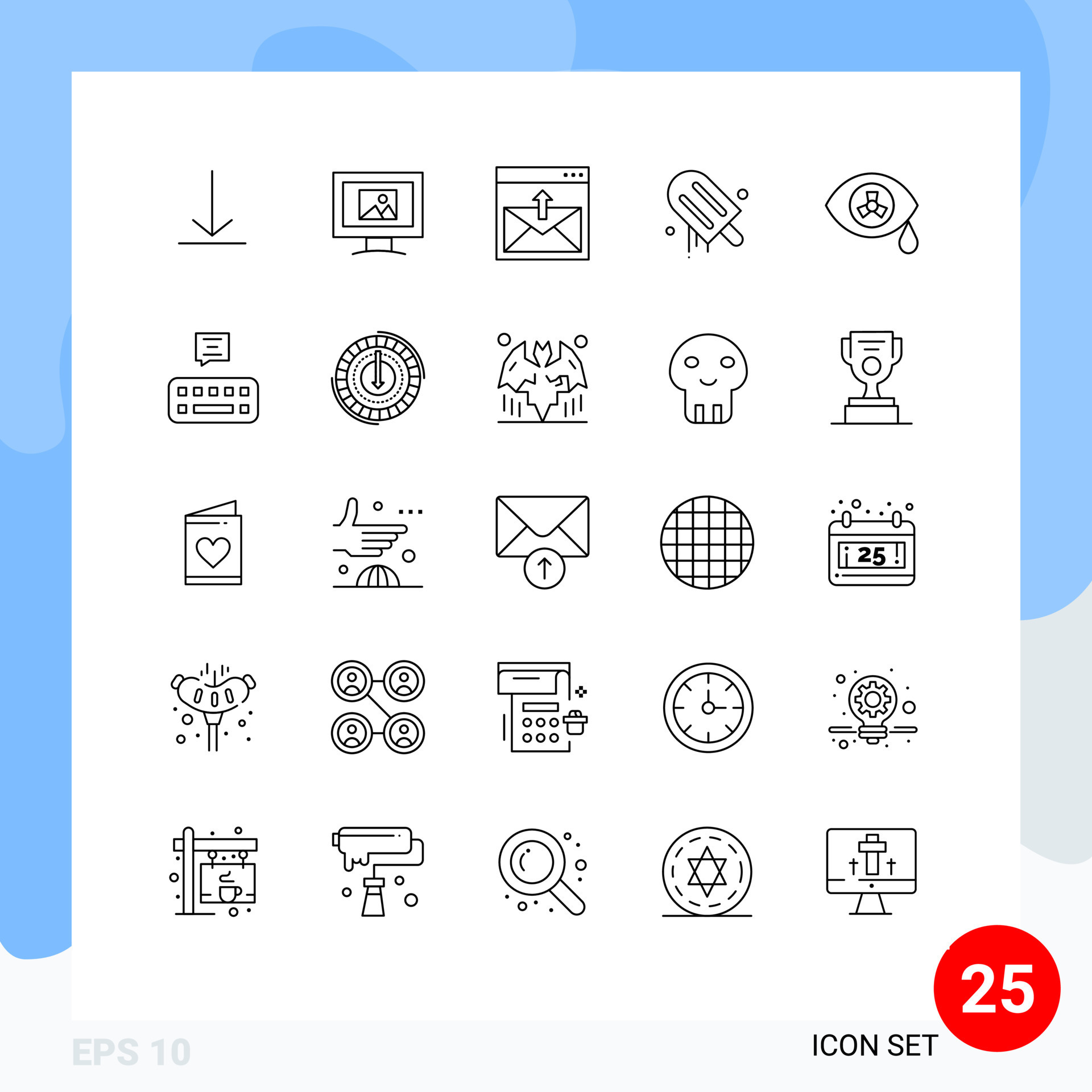 Set Of 25 Modern Ui Icons Symbols Signs For Zombie Mutation Contact Us Usa Cream Editable Vector