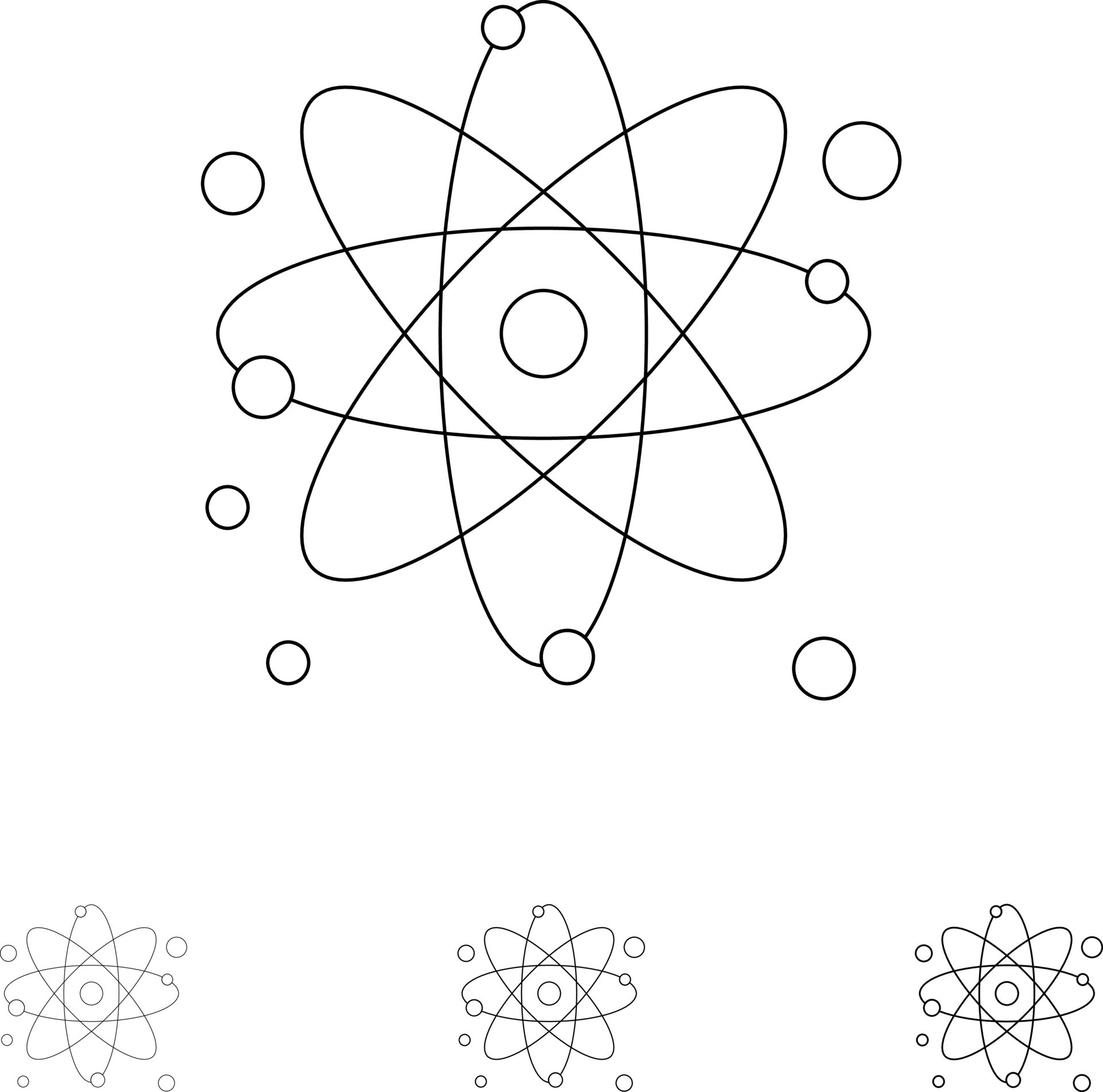 Atom Particle Molecule Physics Bold And Thin Black Line Icon Set 14571352 Vector Art At Vecteezy