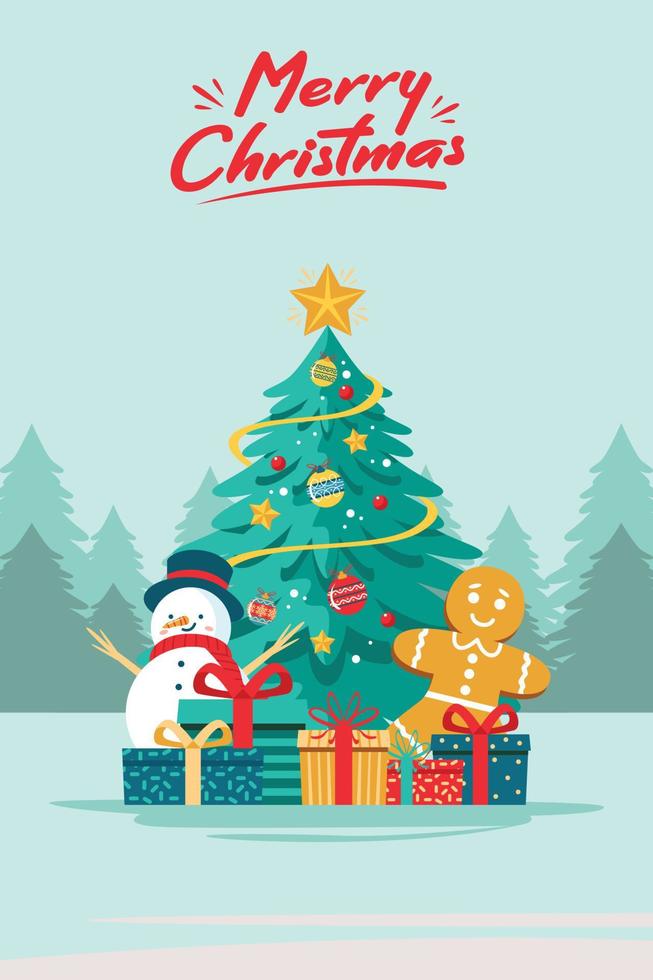 Christmas Tree Merry Christmas And New Year Greeting Card Vector Illustration 14578616 Vector
