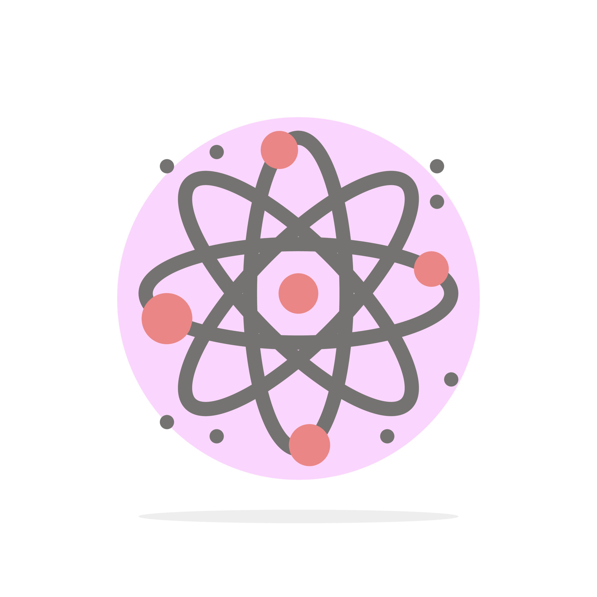 Physics React Science Abstract Circle Background Flat Color Icon